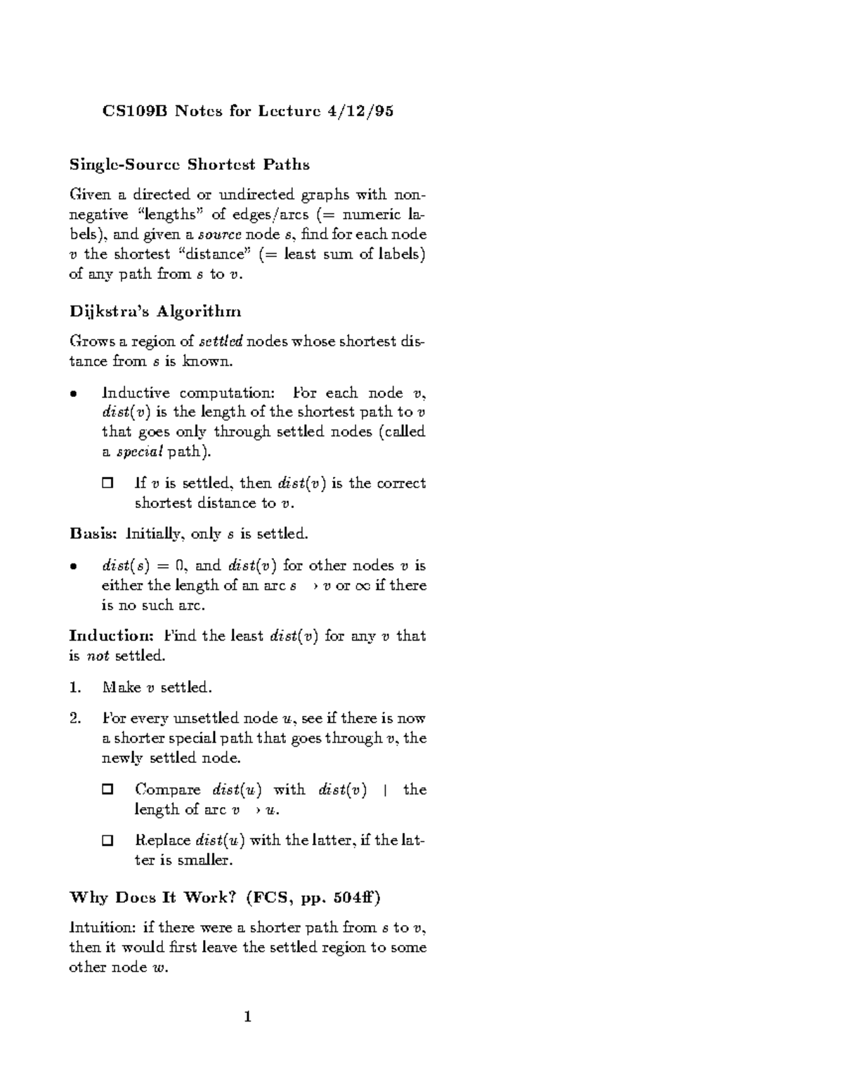 Computer Science Notes 30 - CS109B Notes for Lecture 4/12/95 Single ...