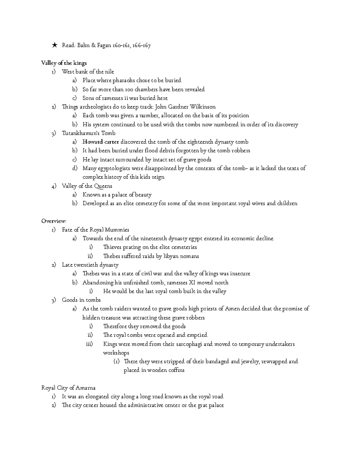 Readings: Valley of the Kings - ★ Read: Bahn & Fagan 160-161, 166 ...