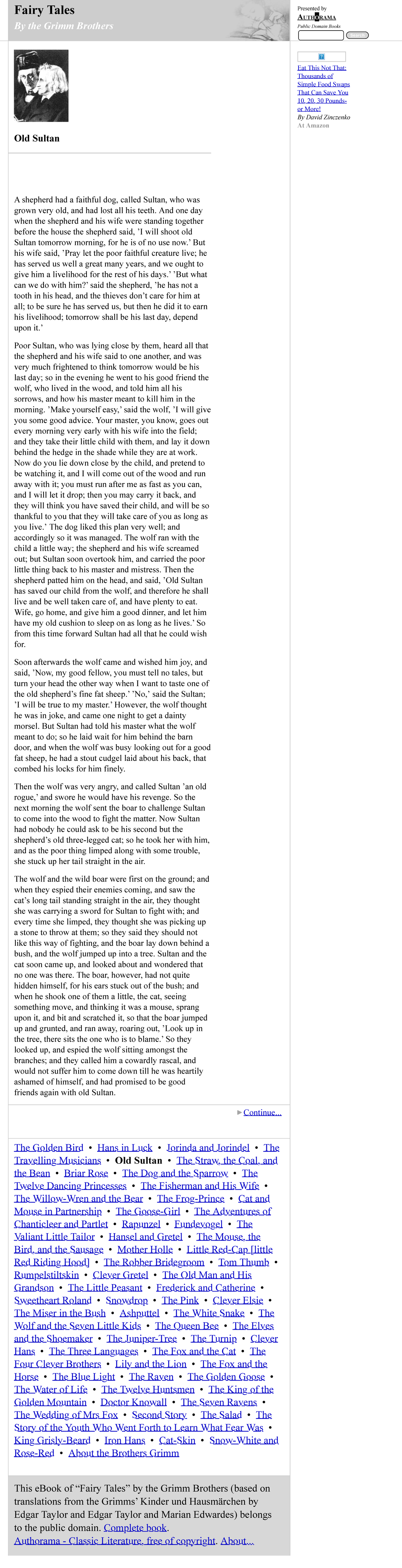 Fairy Tales - Old Sultan (by the Grimm Brothers) - Fairy Tales By the ...