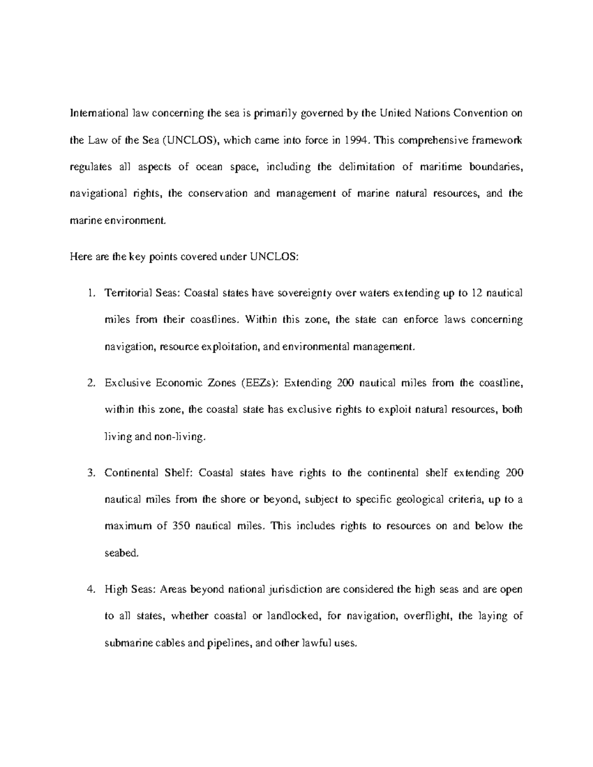 Overview of the United Nations Convention on the Law of the Sea ...