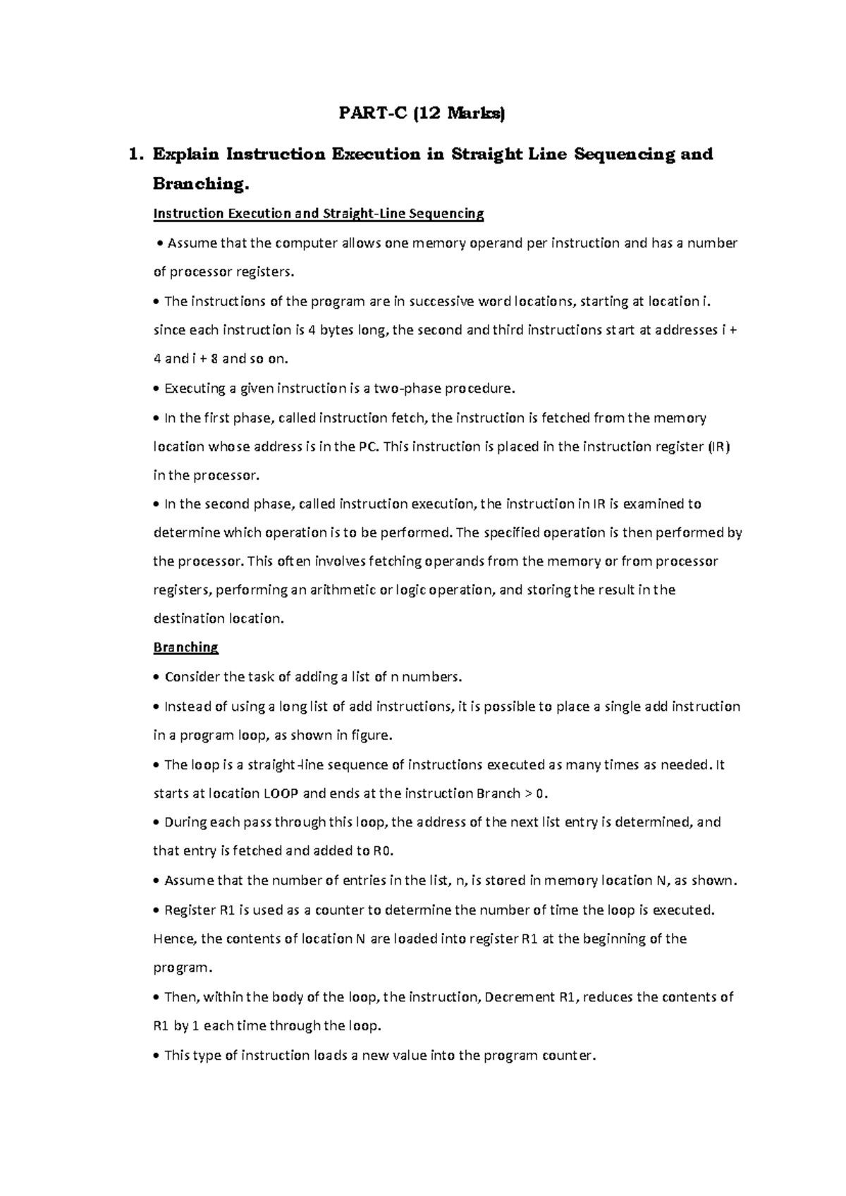 COA - Unit 1 - 12 mark - Refer - PART-C (12 Marks) 1. Explain ...