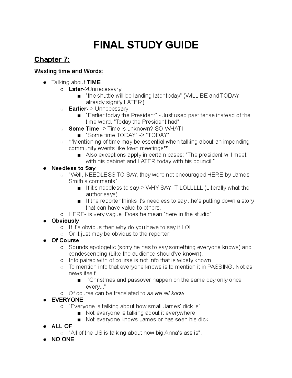 RTV3602 Final Study Guide - FINAL STUDY GUIDE Chapter 7: Wasting time ...