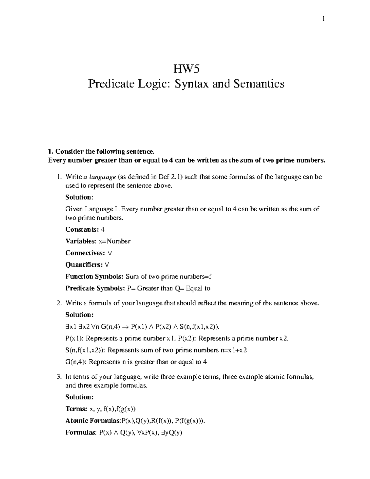 CS 5368 HW 5 - CS 5368 HW 5 - CS5384 Logic for Computer Scientists by Y Zhang, TTU, Fall 2020 1 ...