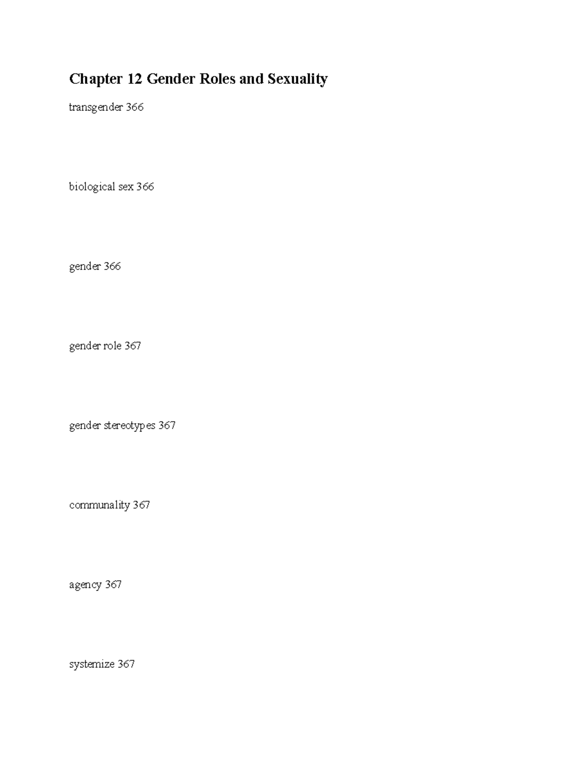 Chapter 12 Gender Roles and Sexuality - Chapter 12 Gender Roles and ...