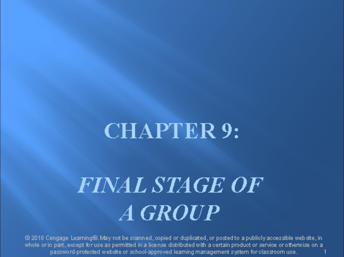 HUMS 206 Ch. 9 PPT - Lecture notes 9 - CHAPTER 9: FINAL STAGE OF A ...