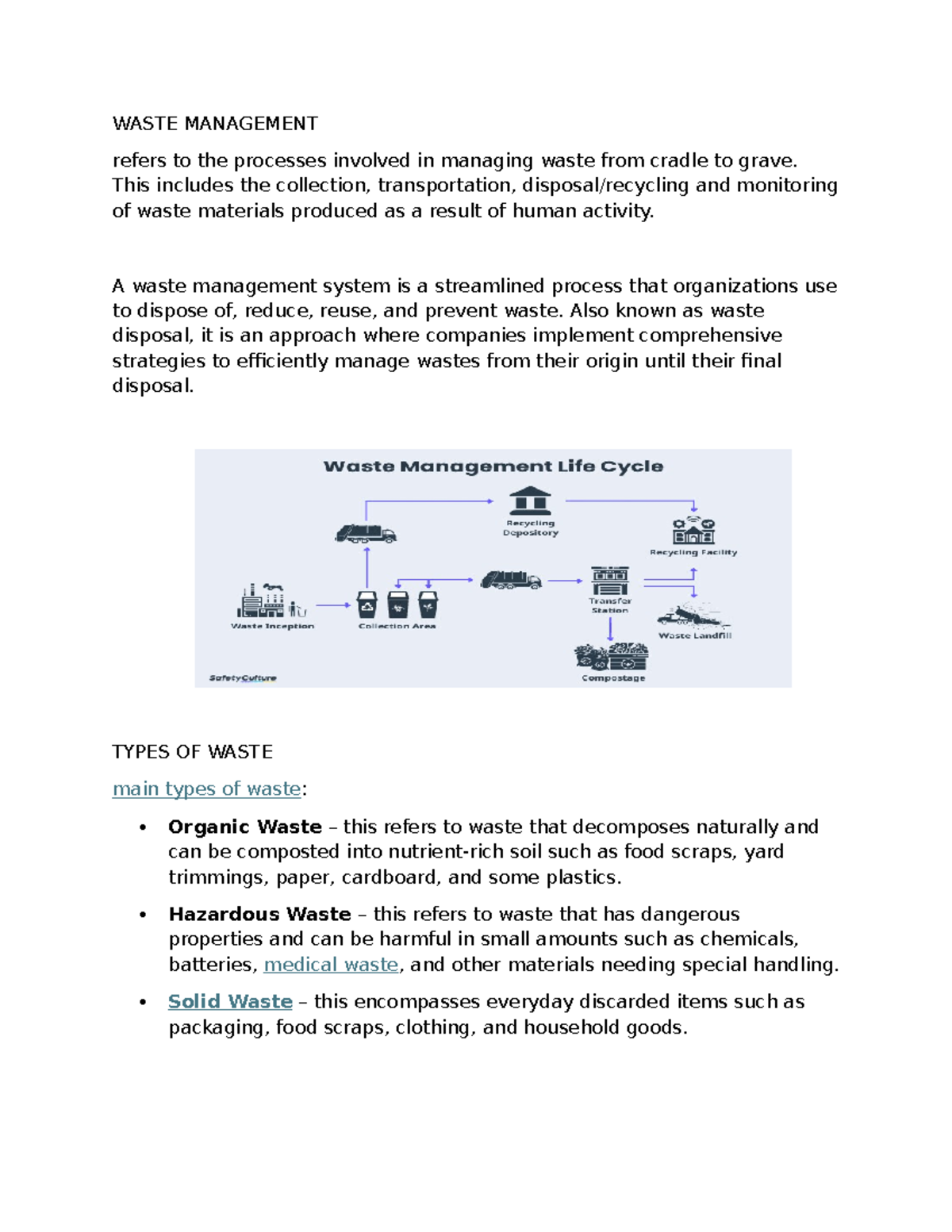 Waste- Management - WASTE MANAGEMENT refers to the processes involved ...