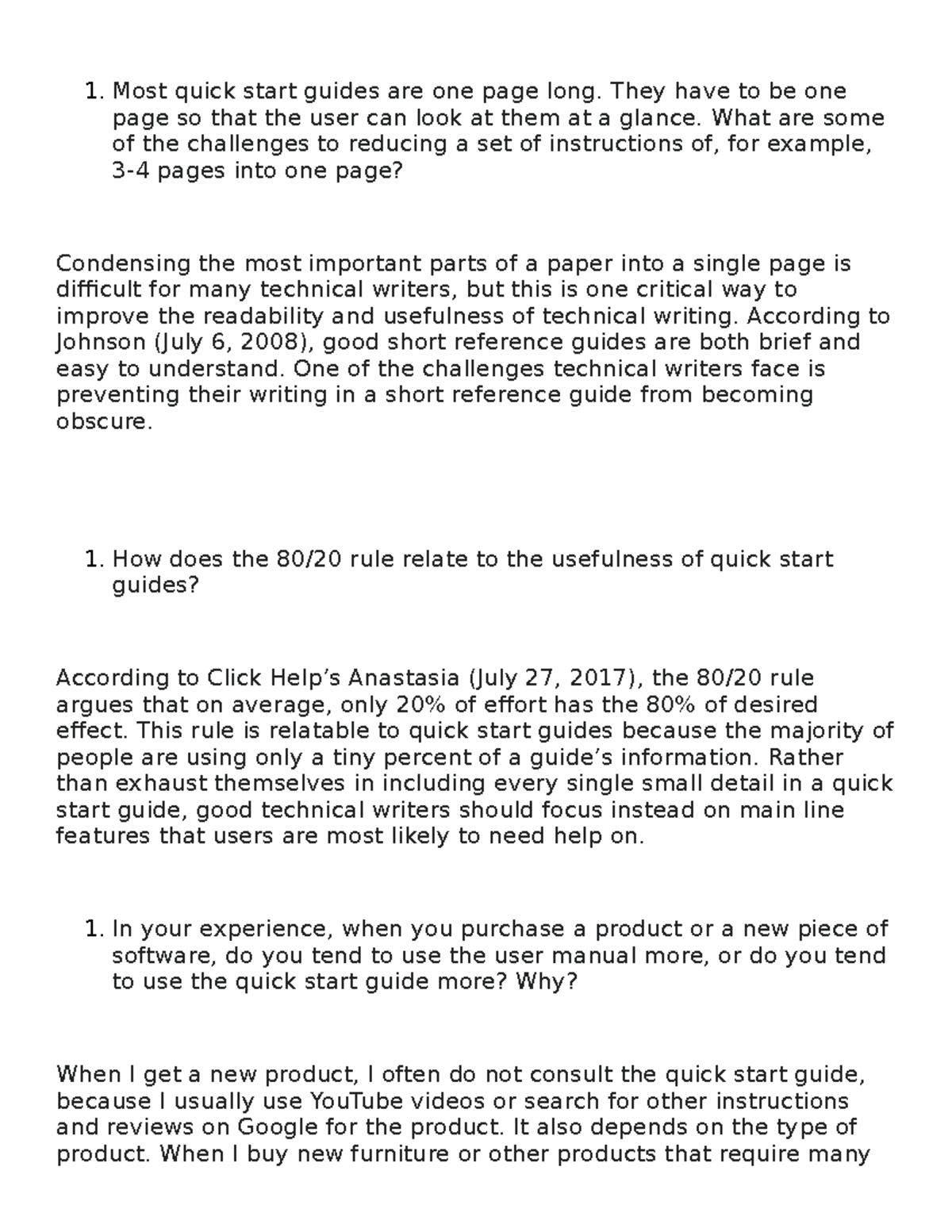 Discussion Week 3 Quick Start Guides post6 - Most quick start guides ...