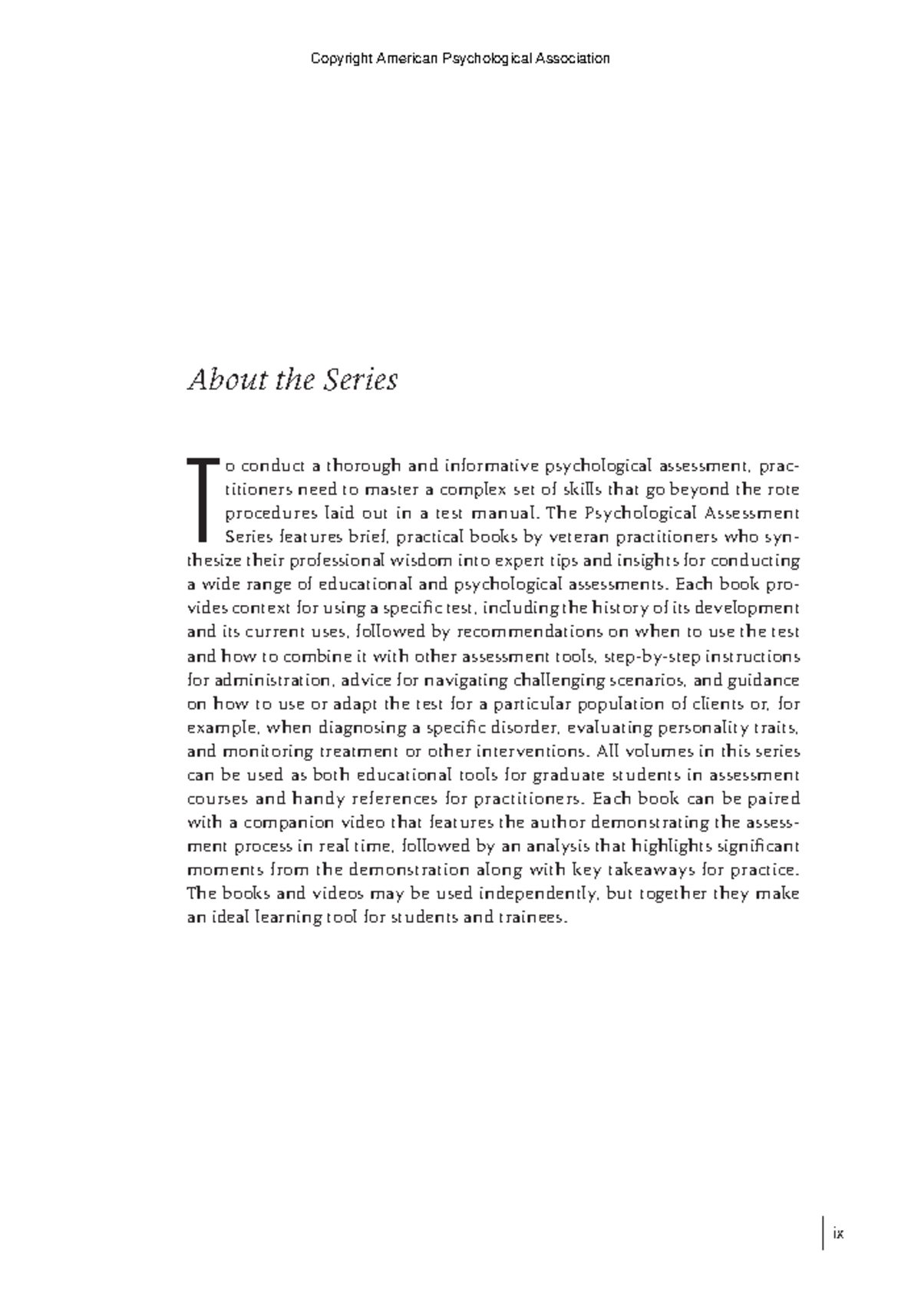 Assessment Using the Rorschach Inkblot Test About the Series and Intro ...