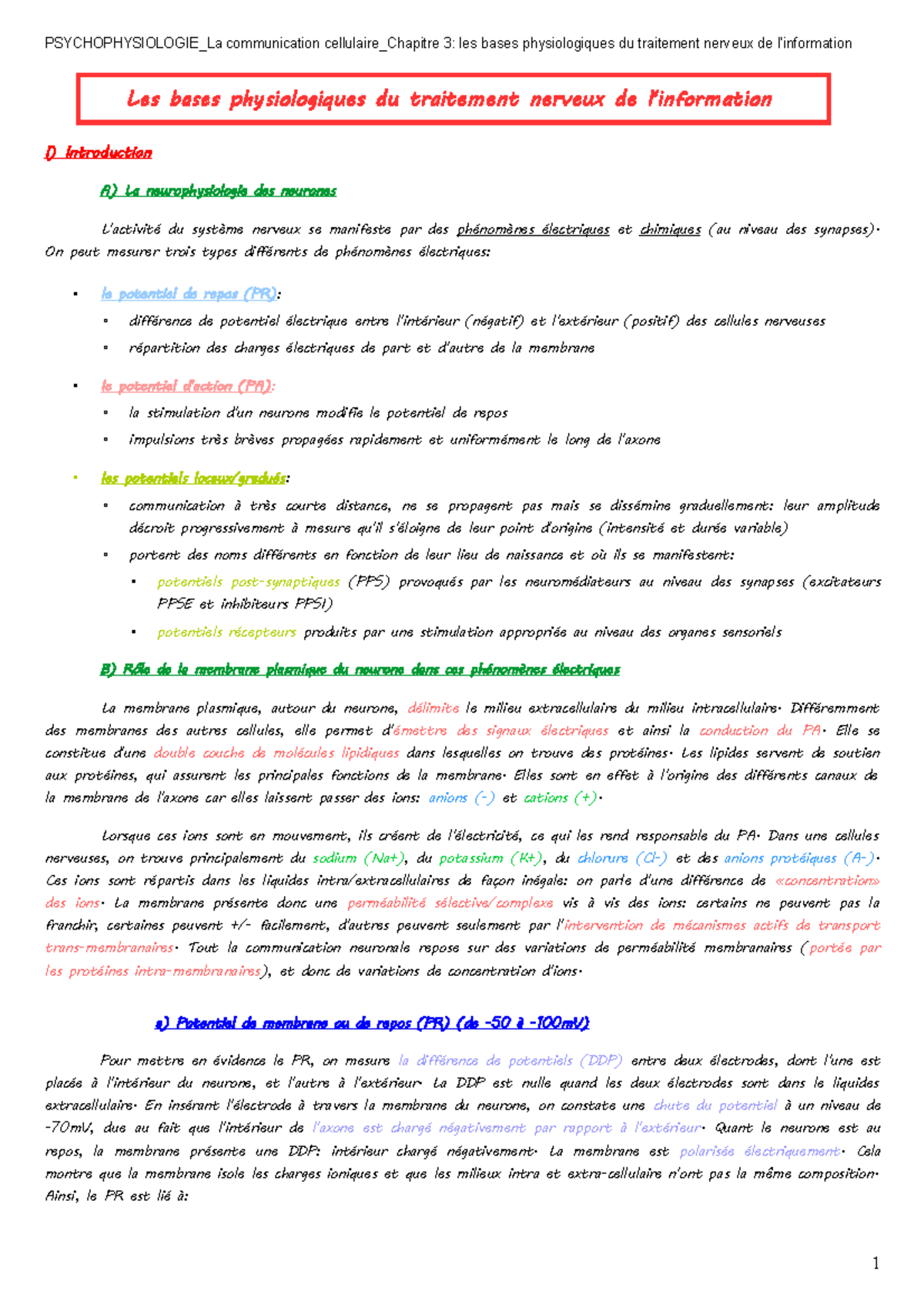 Communication cellulaire C3 les bases physiologiques du traitement ...