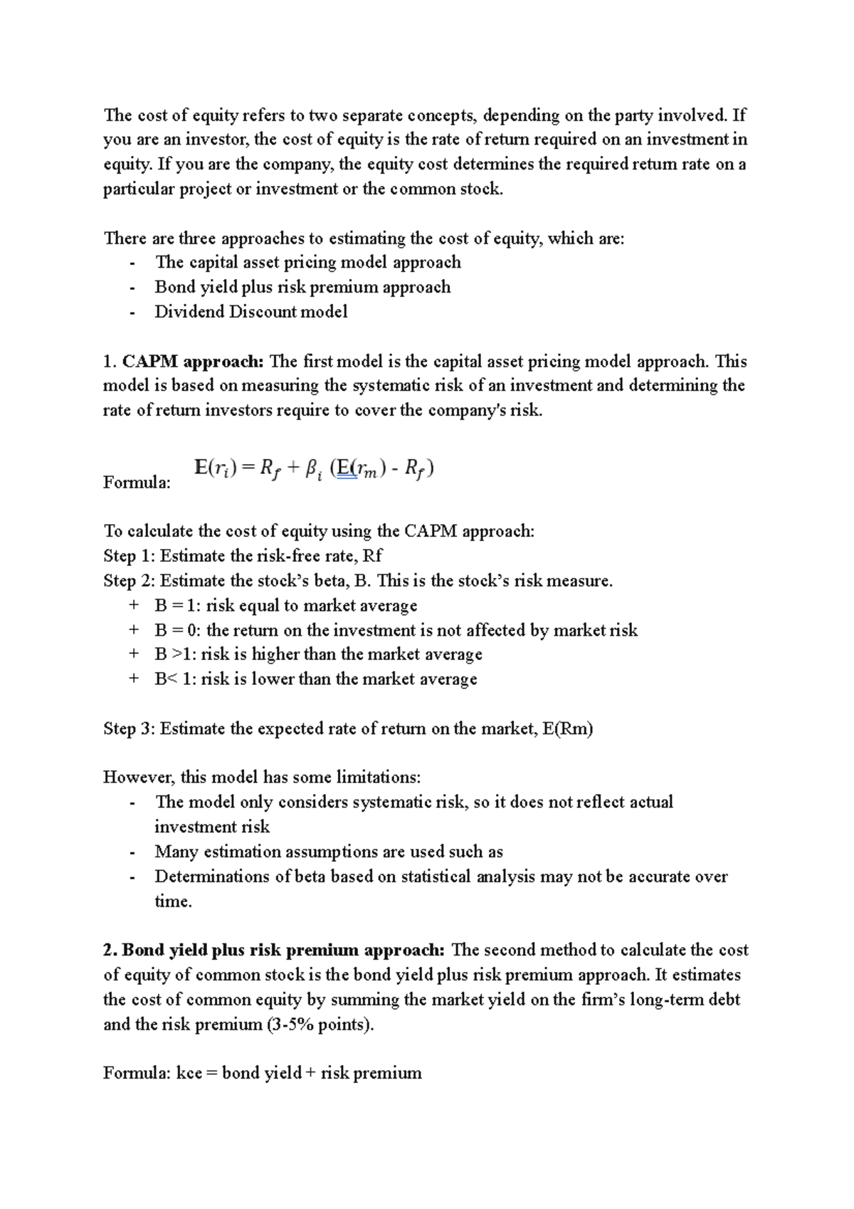 Cost Of Equity Ppt The Cost Of Equity Refers To Two Separate Concepts
