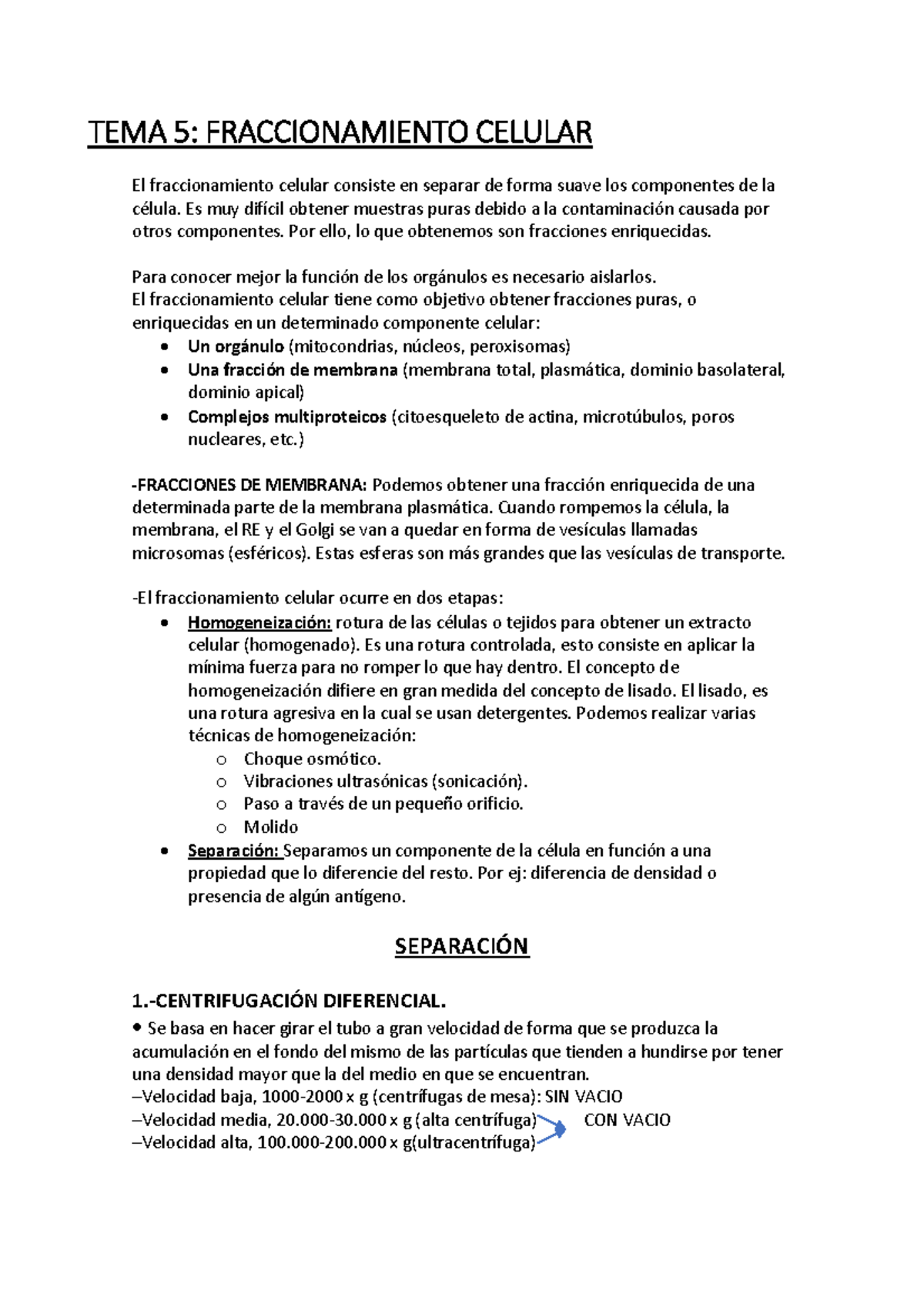 Resumen tema 5 - Fraccionamiento celular - Warning: TT: undefined function: 32 Warning: TT ...