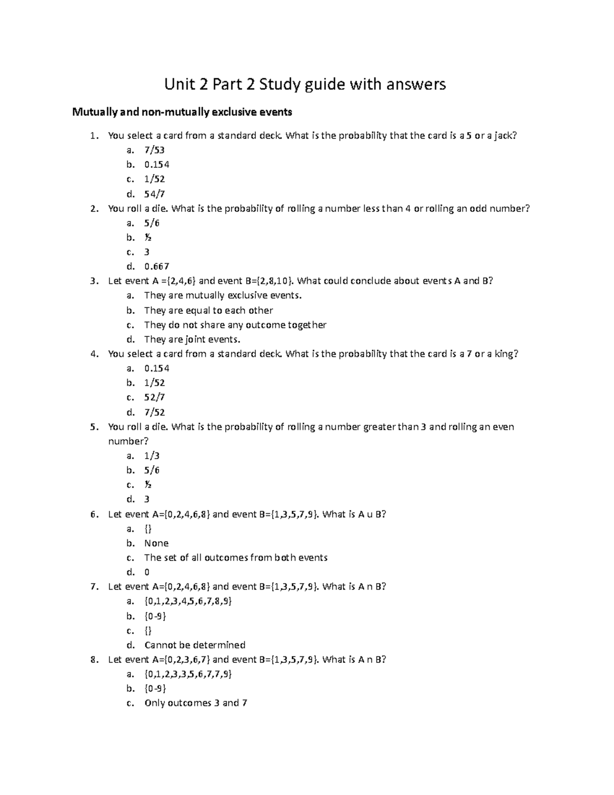 Busn311 unt 2 study guide part 2 - Unit 2 Part 2 Study guide with ...
