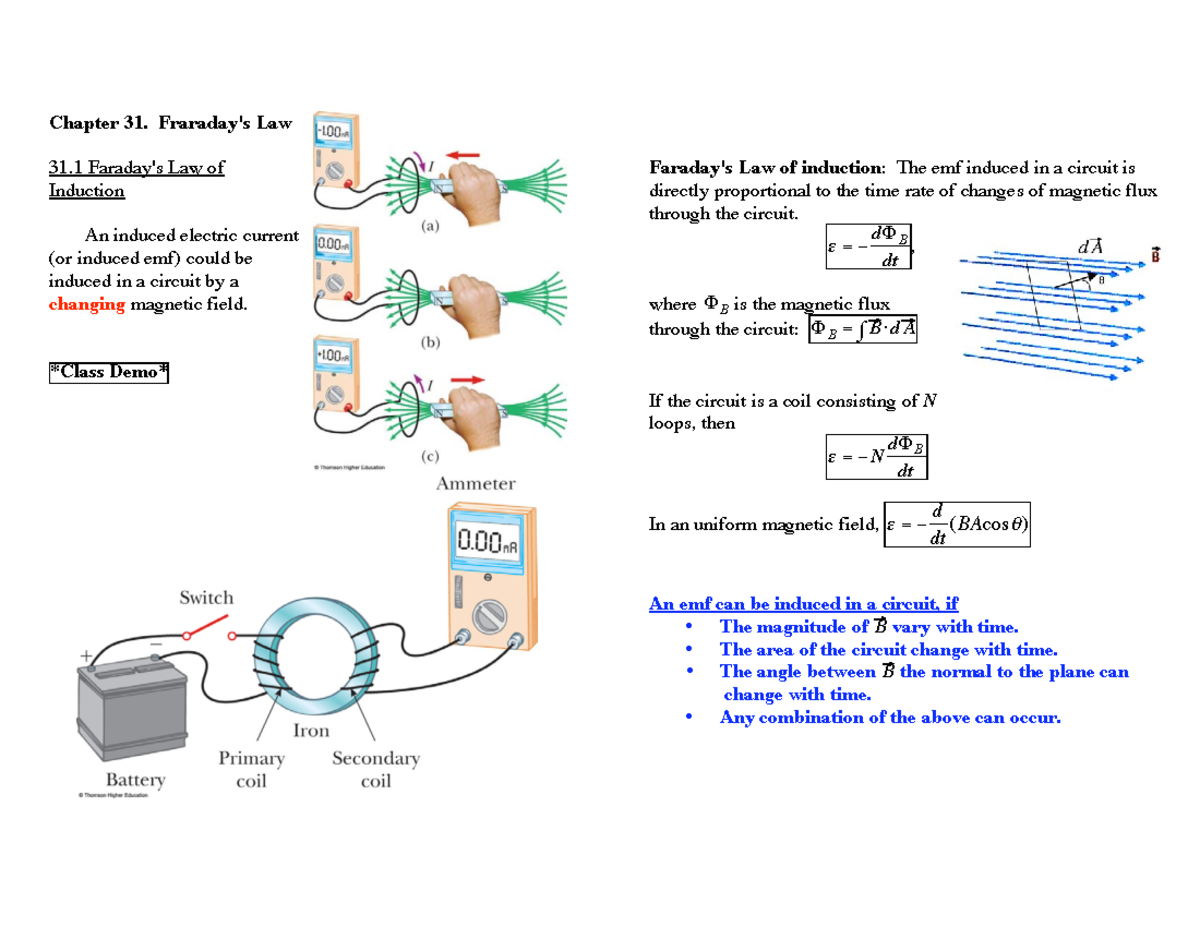 Chapter 31A - FRARADAY'S LAW - Chapter 31. Fraraday's Law 31 Faraday's ...