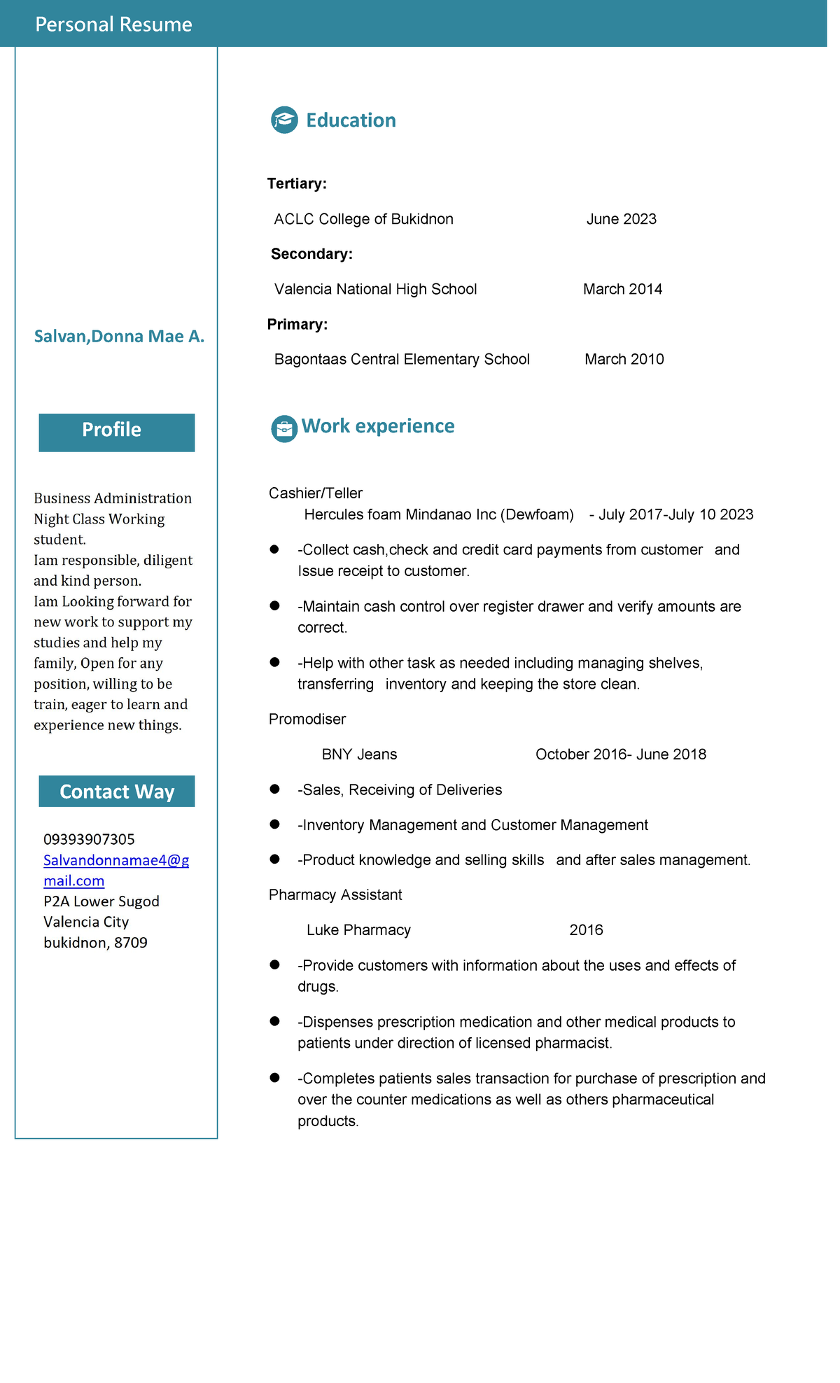 Minimalist Blue Resume - Education Profile Work experience Contact Way ...