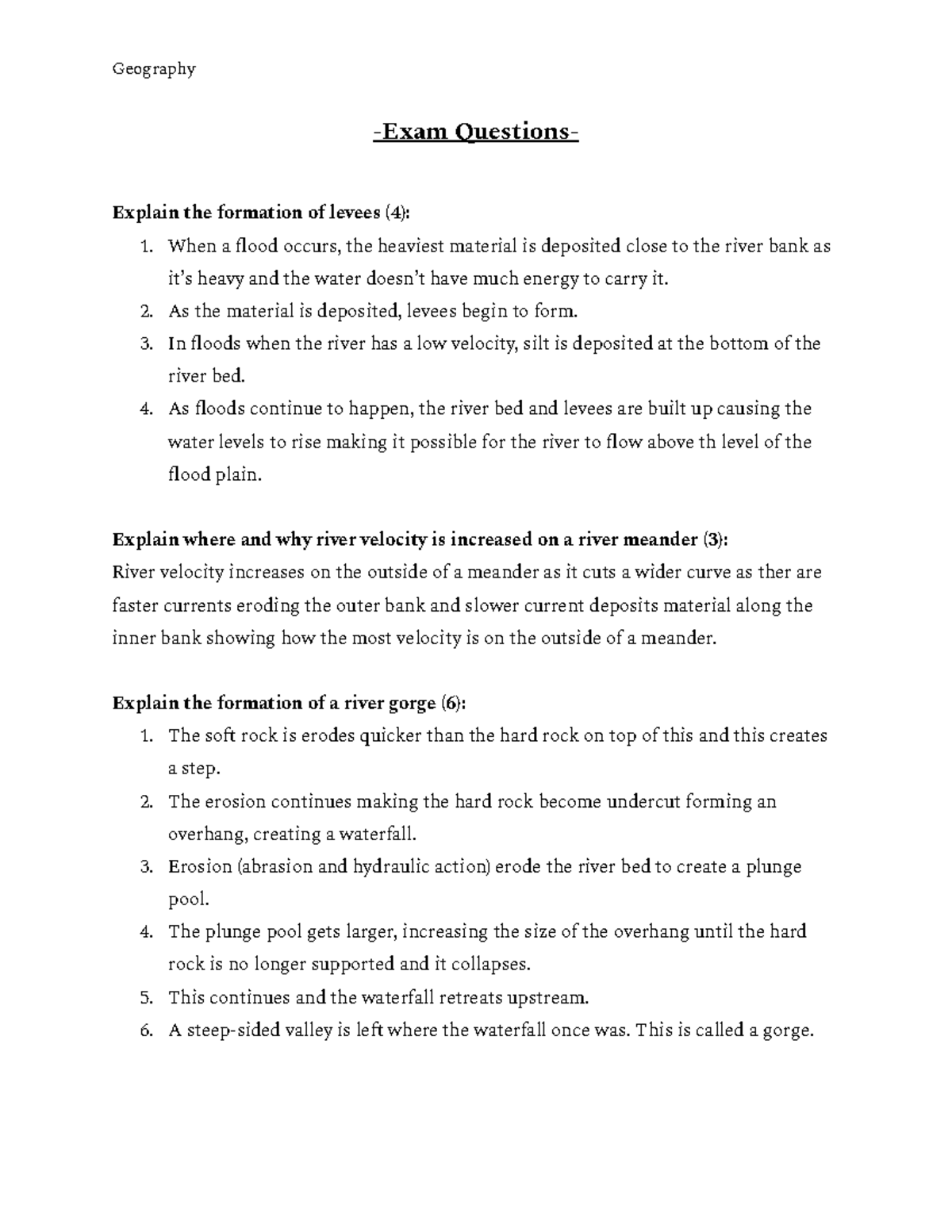 Exam Questions- Geography GCSE AQA - Geography -Exam Questions- Explain ...