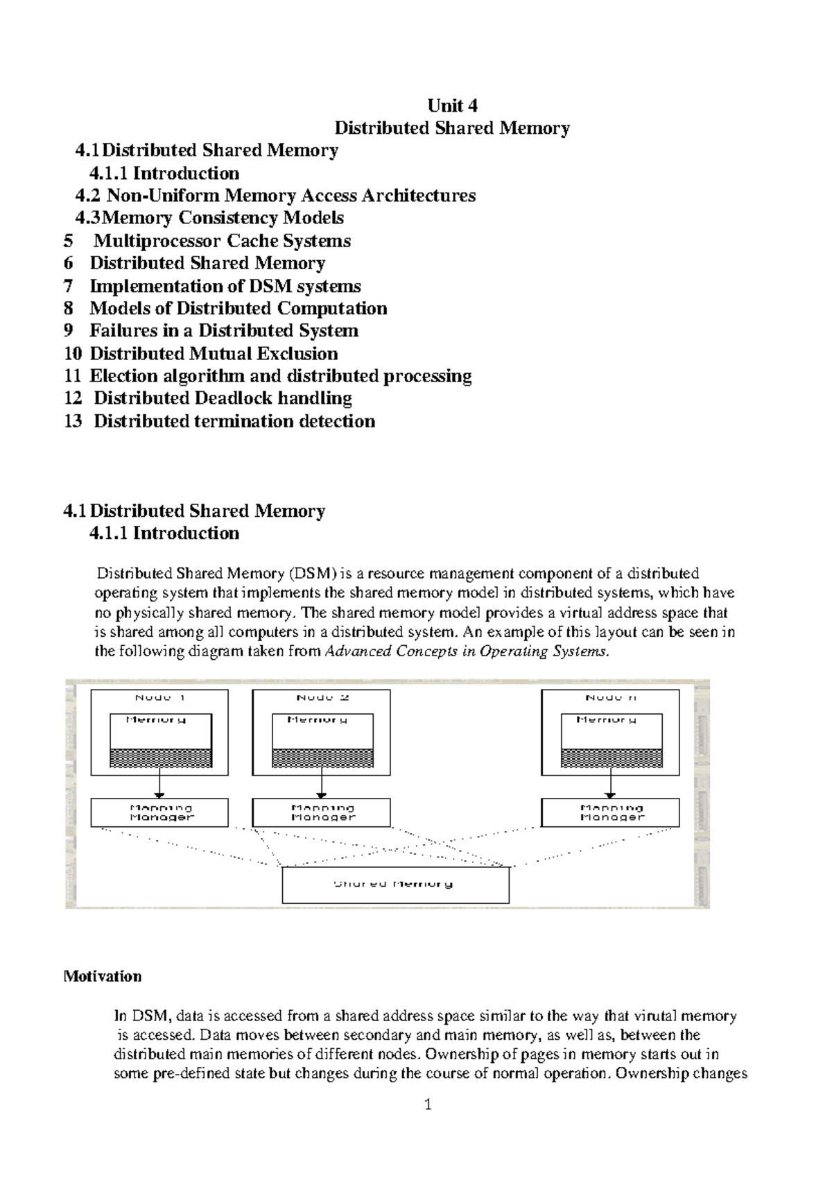 UNIT-4 - Unit 4 Distributed Shared Memory 4 Distributed Shared Memory 4.1 Introduction 4 Non ...
