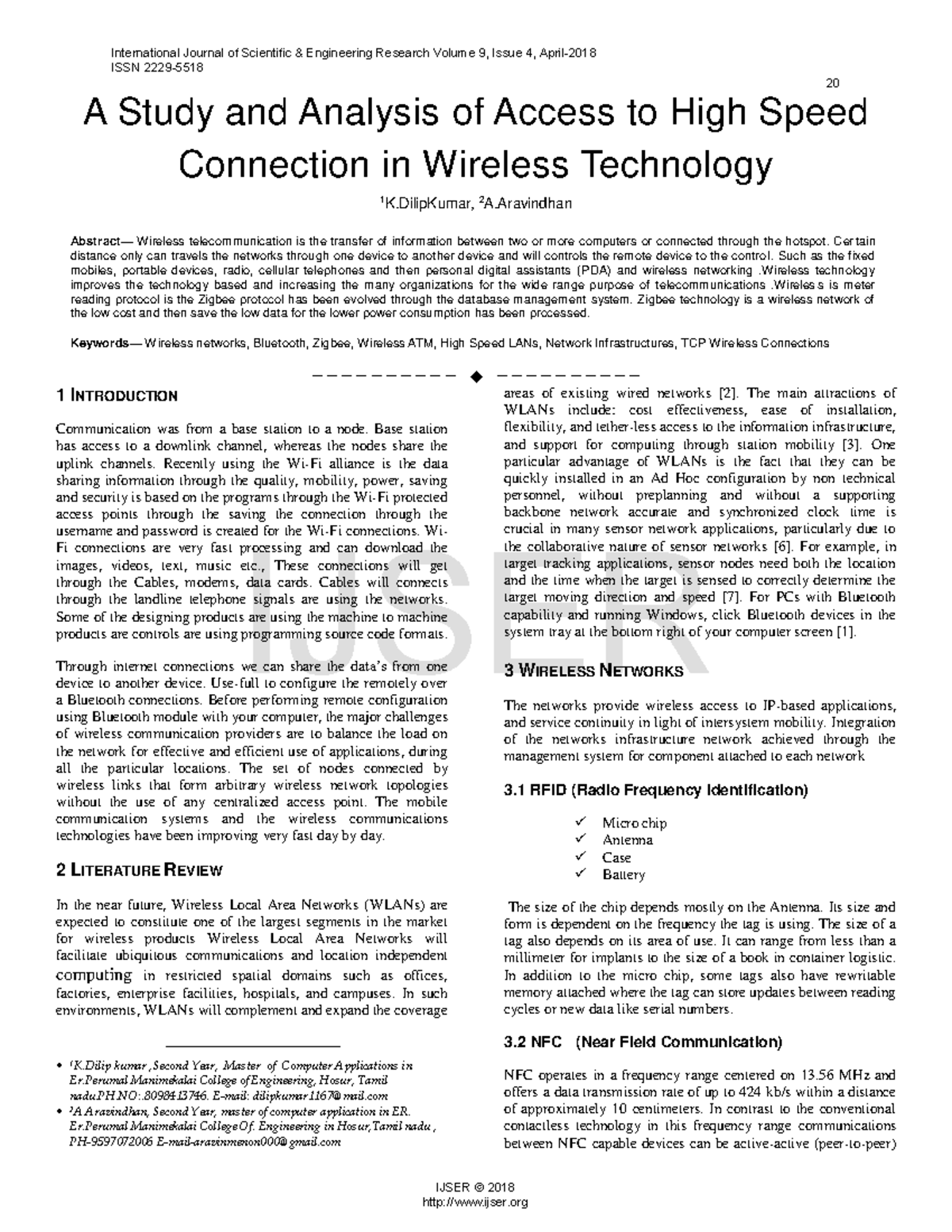 A Study and Analysis of Access to High Speed Connection in Wireless ...
