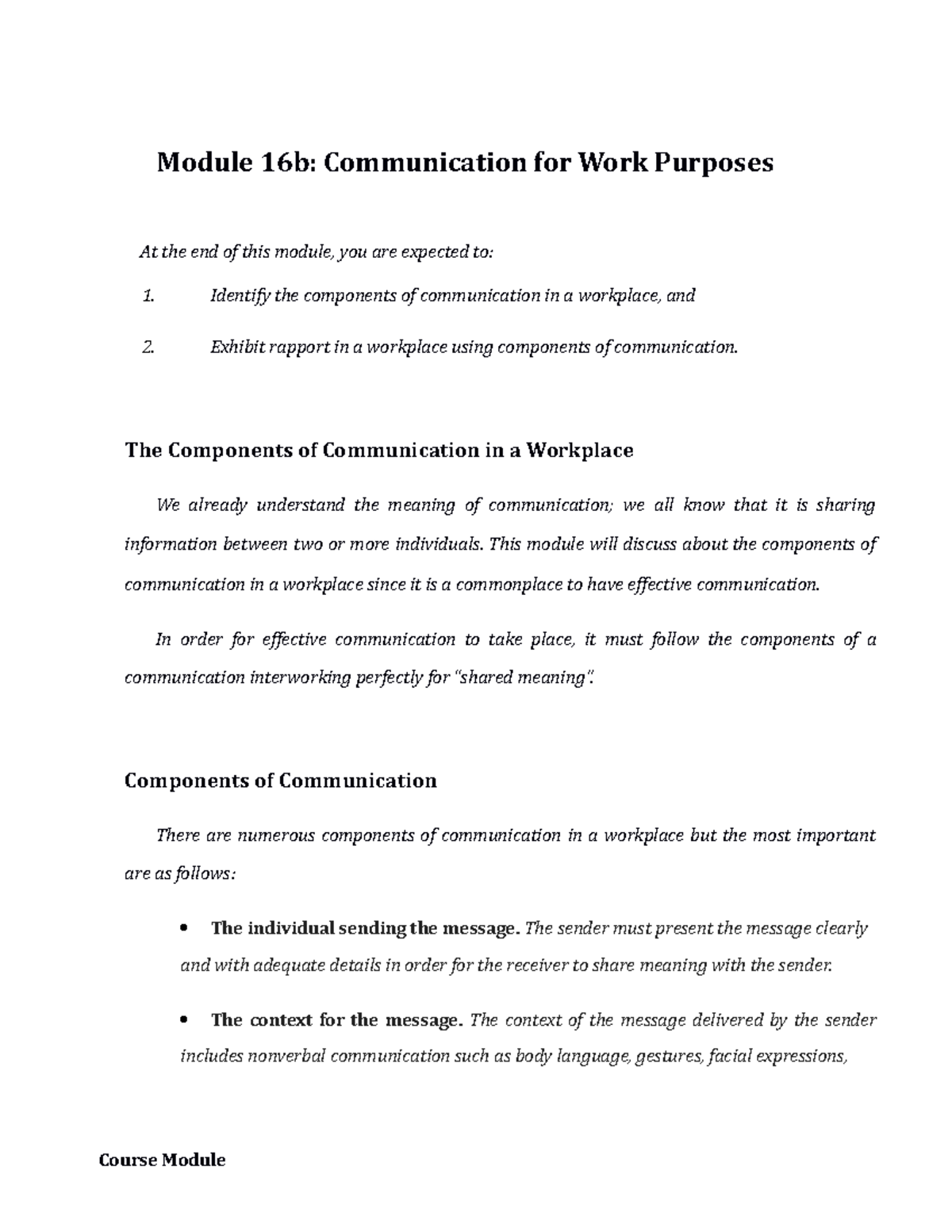 W11 - W13 Lesson 5 Communication for work purposes - Module B - Module ...