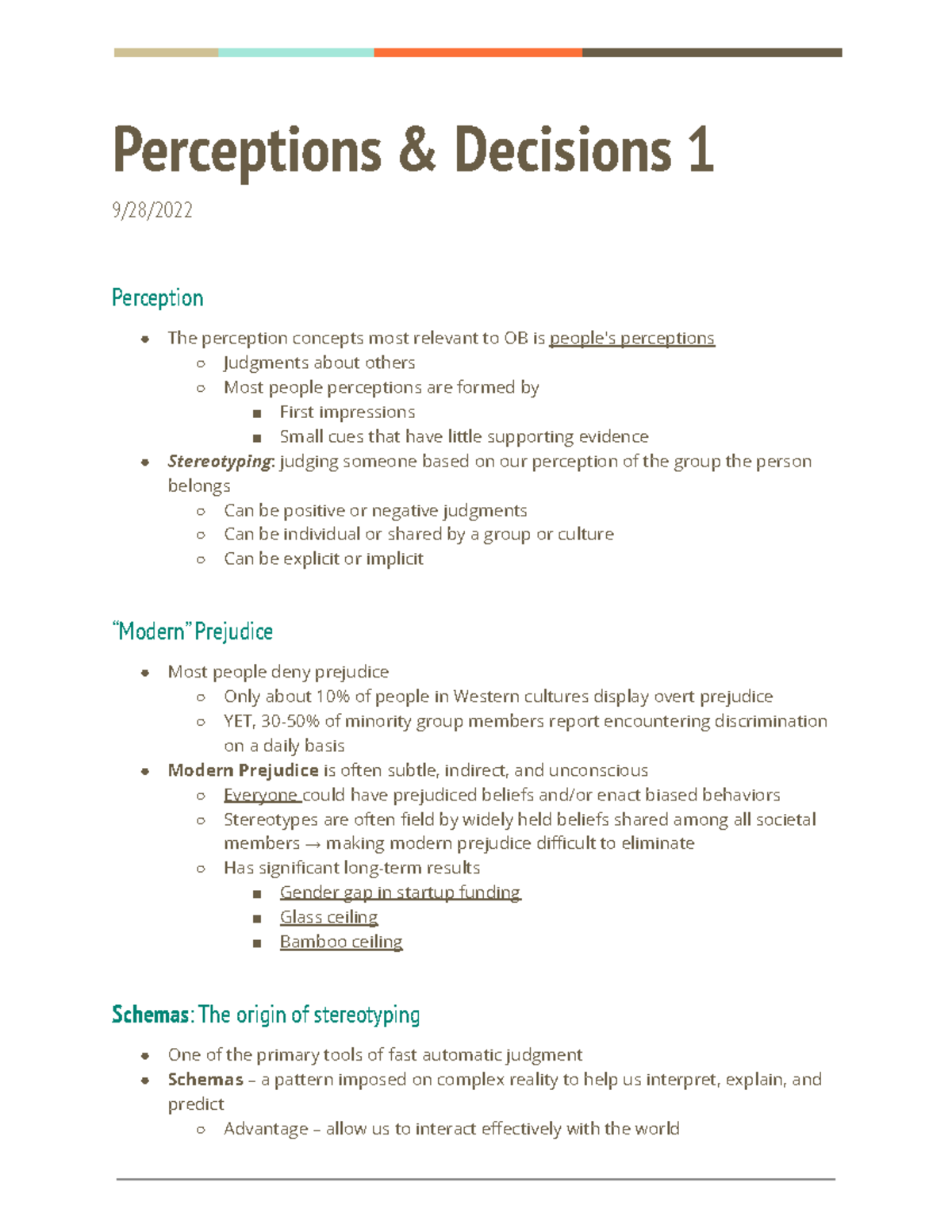 10-Perceptions and Decisions 1 - Perceptions & Decisions 1 9/28 ...