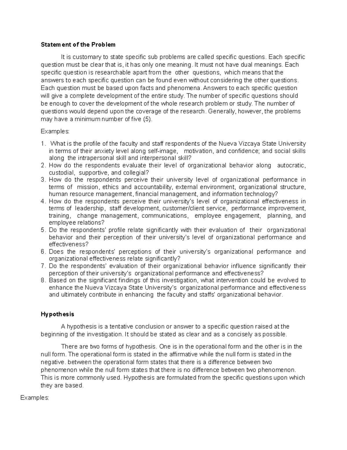 Research Method in PA. Module 2 - Statement of the Problem It is ...