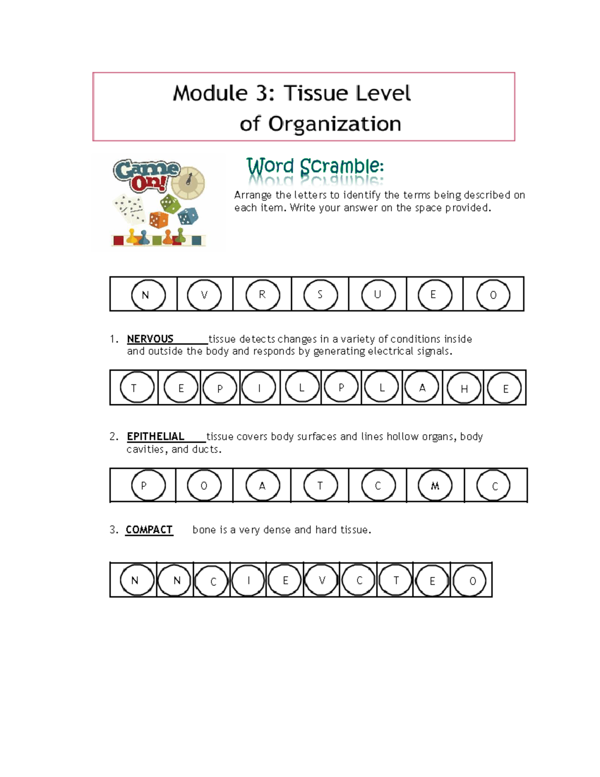Anaphy Module 3 Checkpoints and Lectures Activities - Arrange the ...