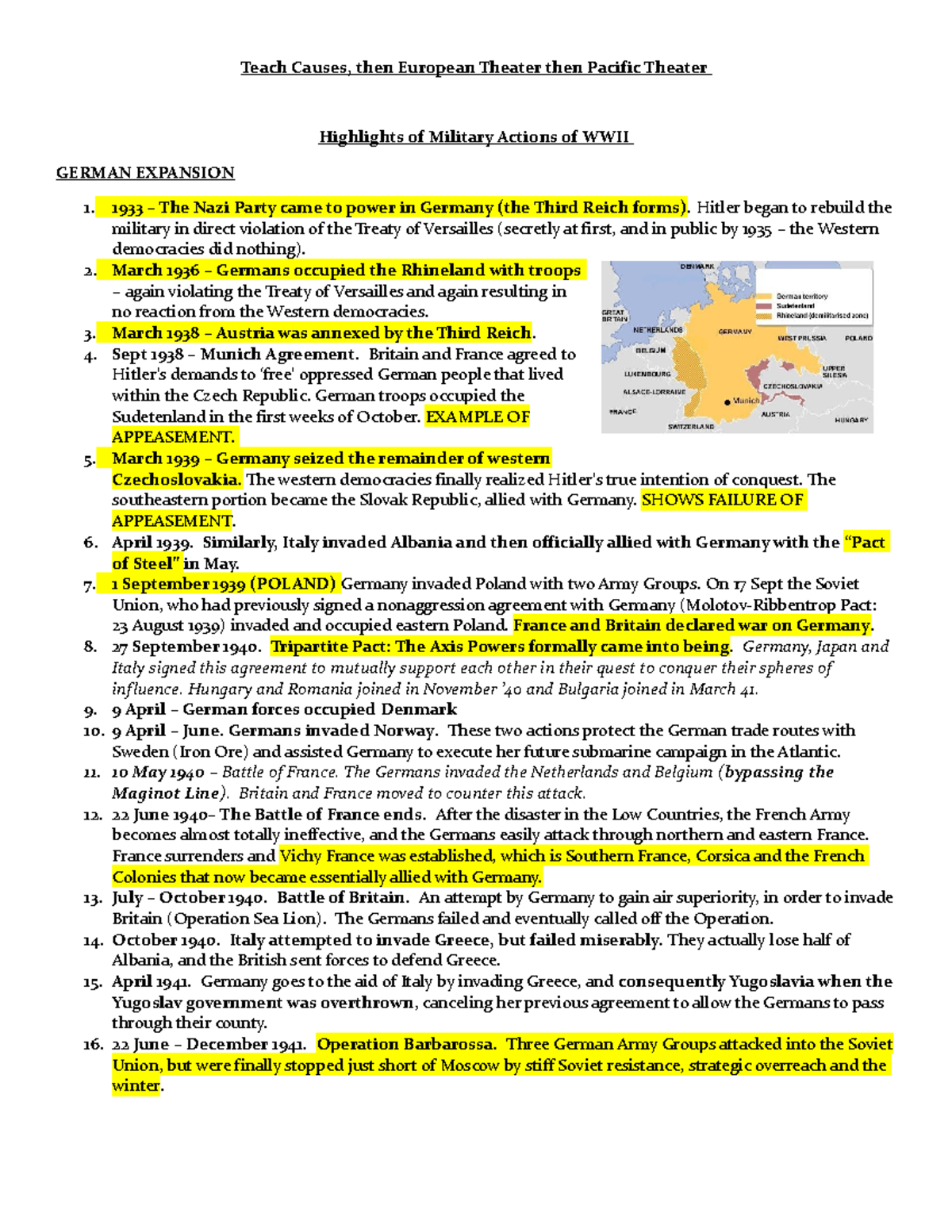 2023 WWII Lecture Notes - Teach Causes, then European Theater then ...