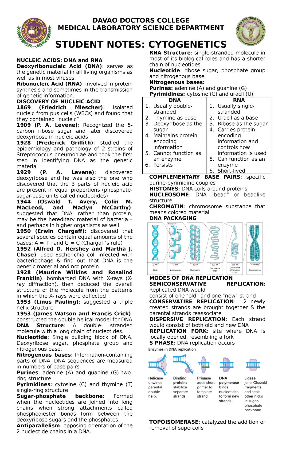 Cytogenetics prefinals - DAVAO DOCTORS COLLEGE MEDICAL LABORATORY ...