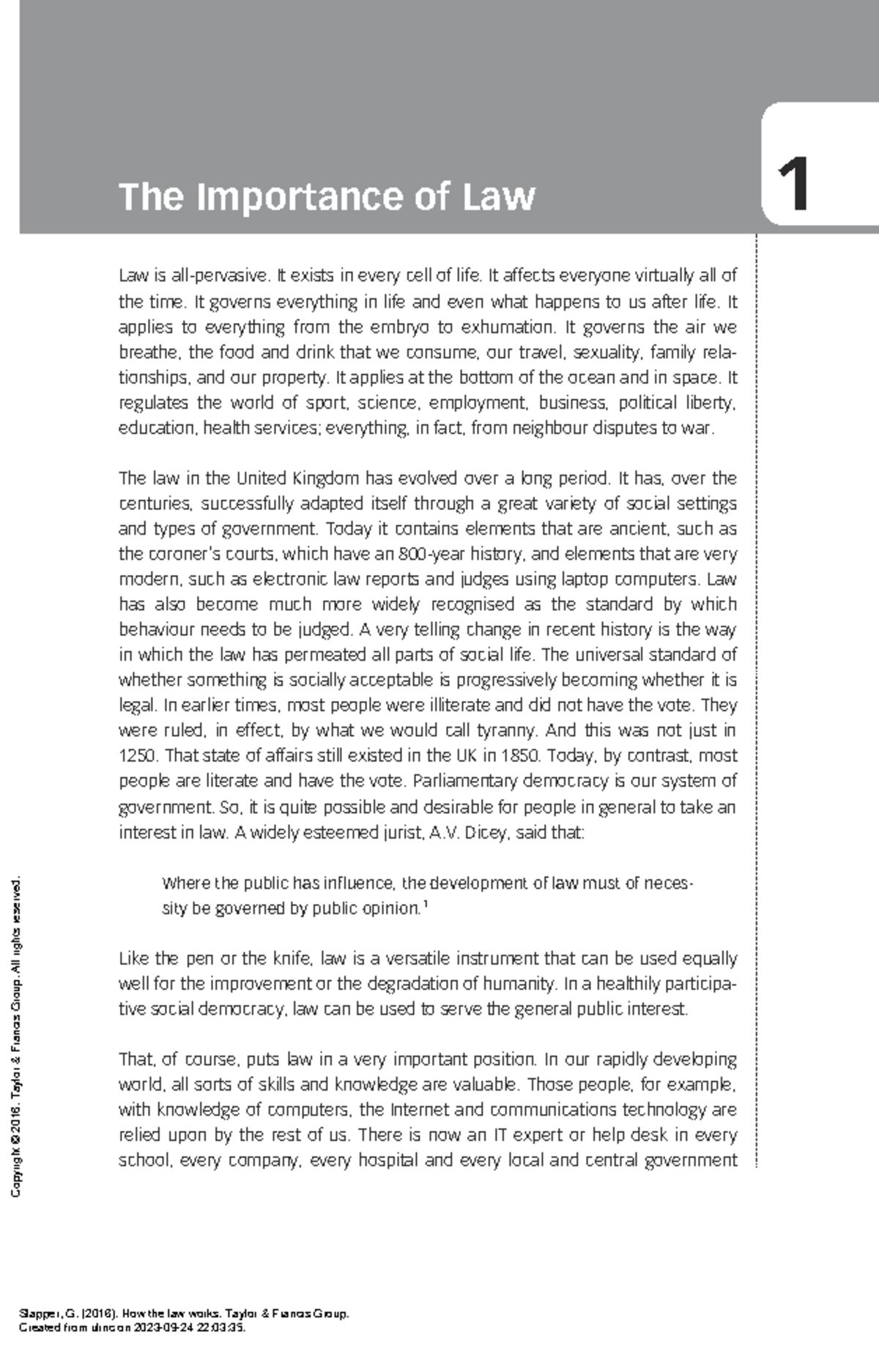 How the Law Works - (1 The Importance of Law) - Law is all-pervasive ...