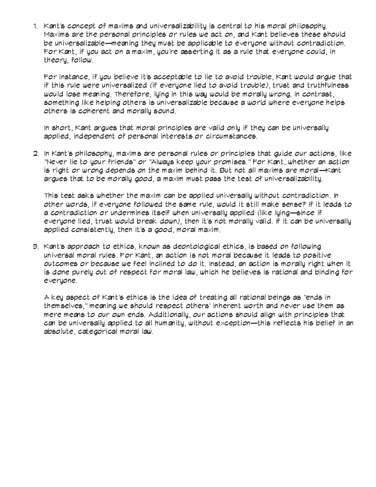 Module 6 topic 4 - ethics - Kant’s concept of maxims and ...