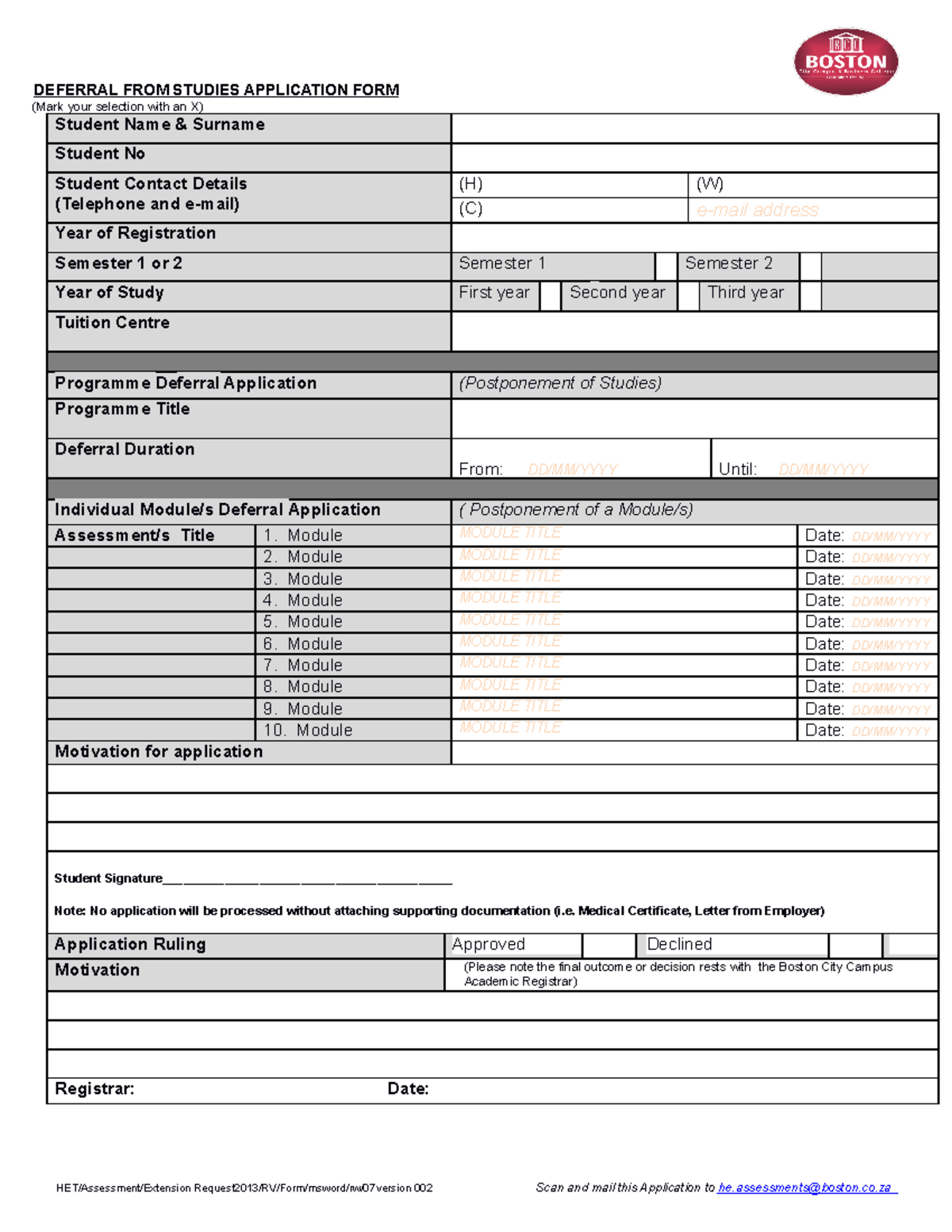 Deferral FROM Studies Application Template 092014 RV Version 1 ...