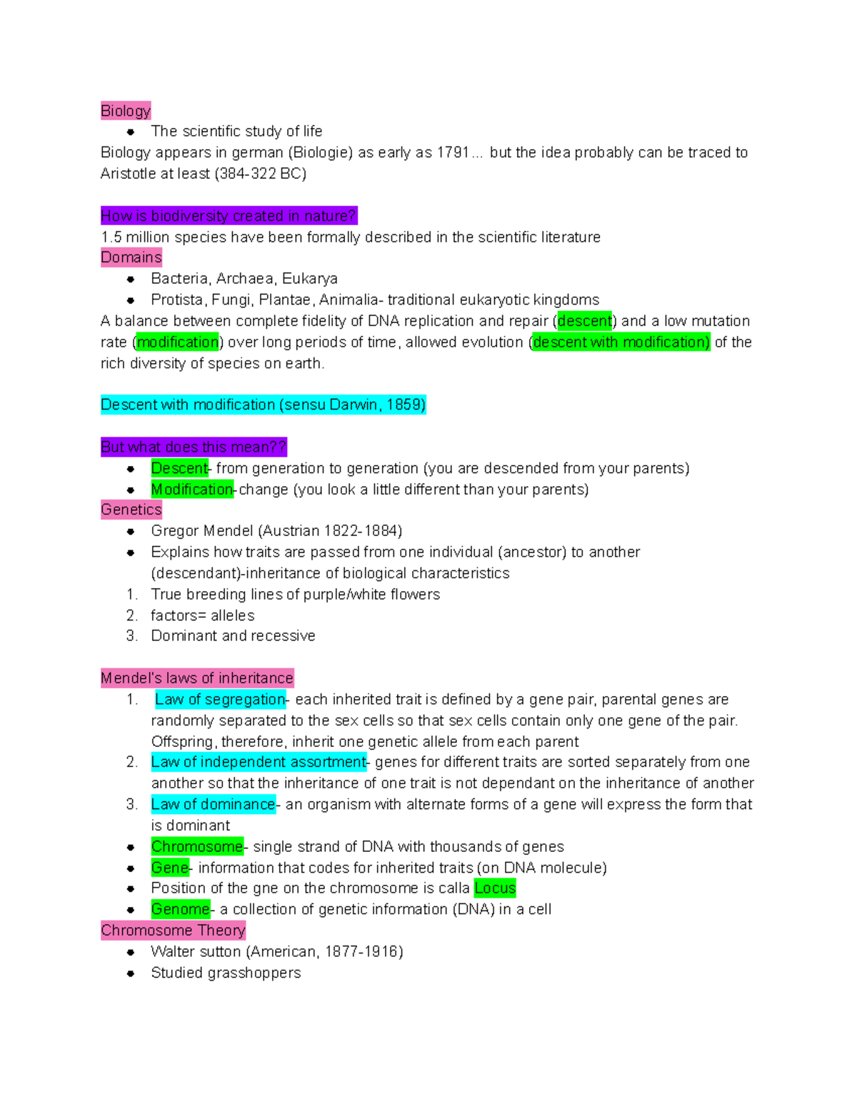 Biology lecture 2 - Google Docs - Biology The scientific study of life ...