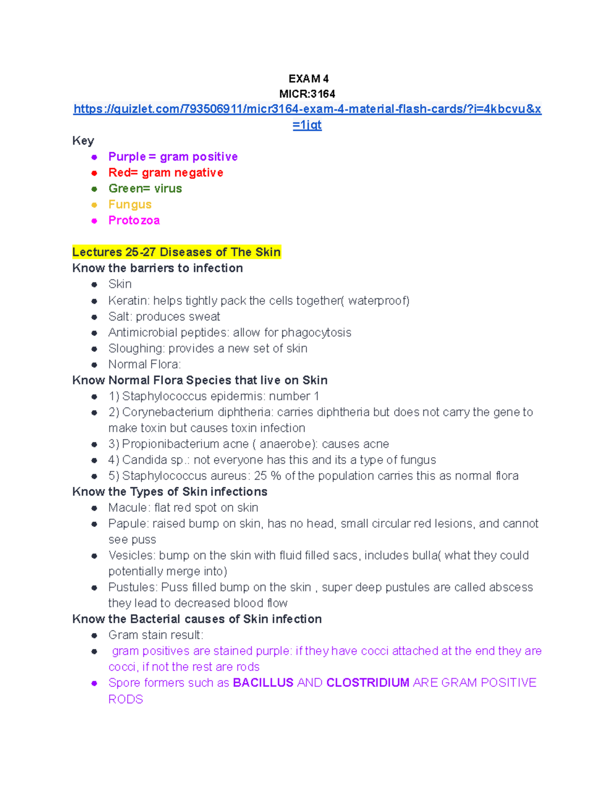 Microbio EXAM 4 Study Guide - EXAM 4 MICR: - Studocu