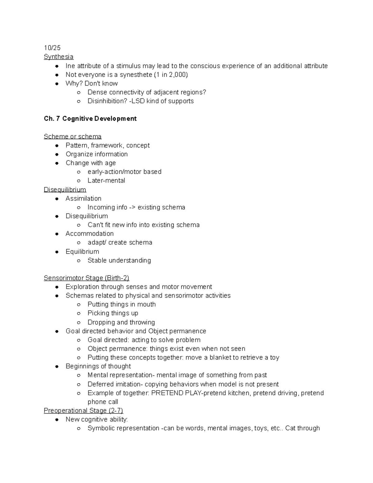 10 25 Lecture Notes-Exam 2 - 10/ Synthesia Ine attribute of a stimulus ...
