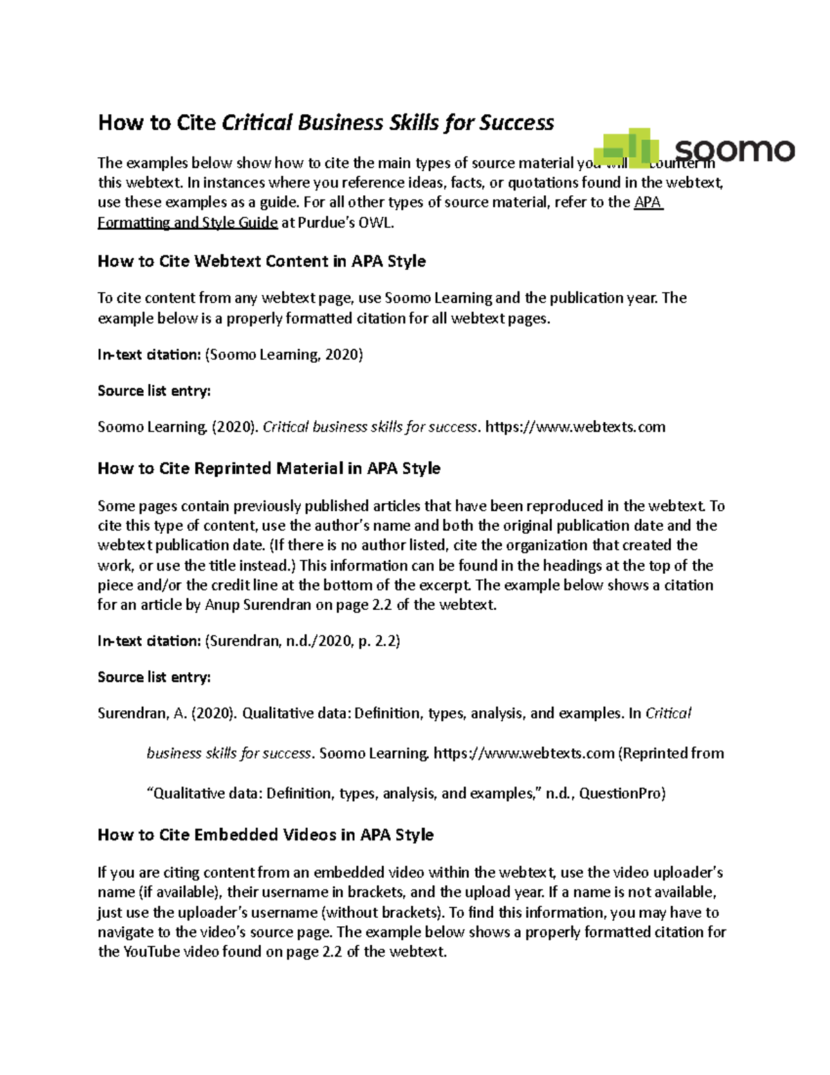 BUS225 1e V6 Citation Guide - How to Cite Critical Business Skills for ...