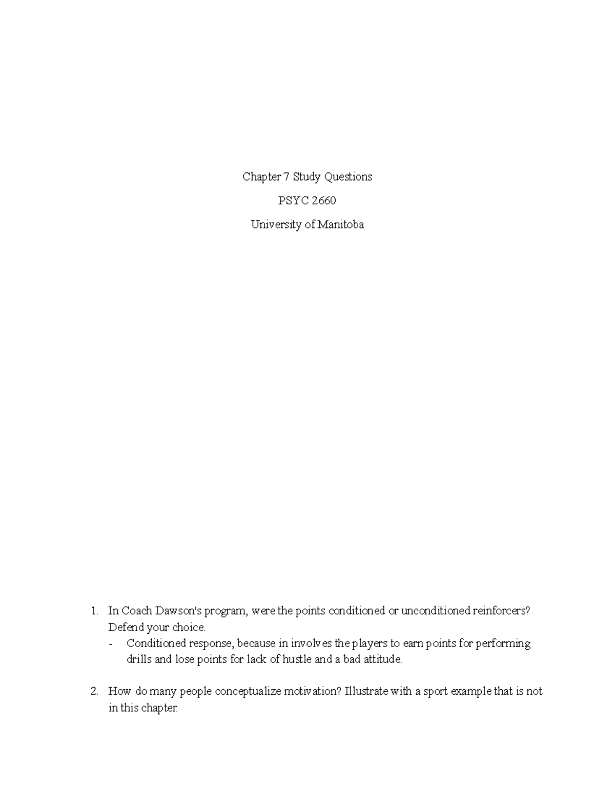 Chapter 7 Study Questions - Chapter 7 Study Questions PSYC 2660 ...