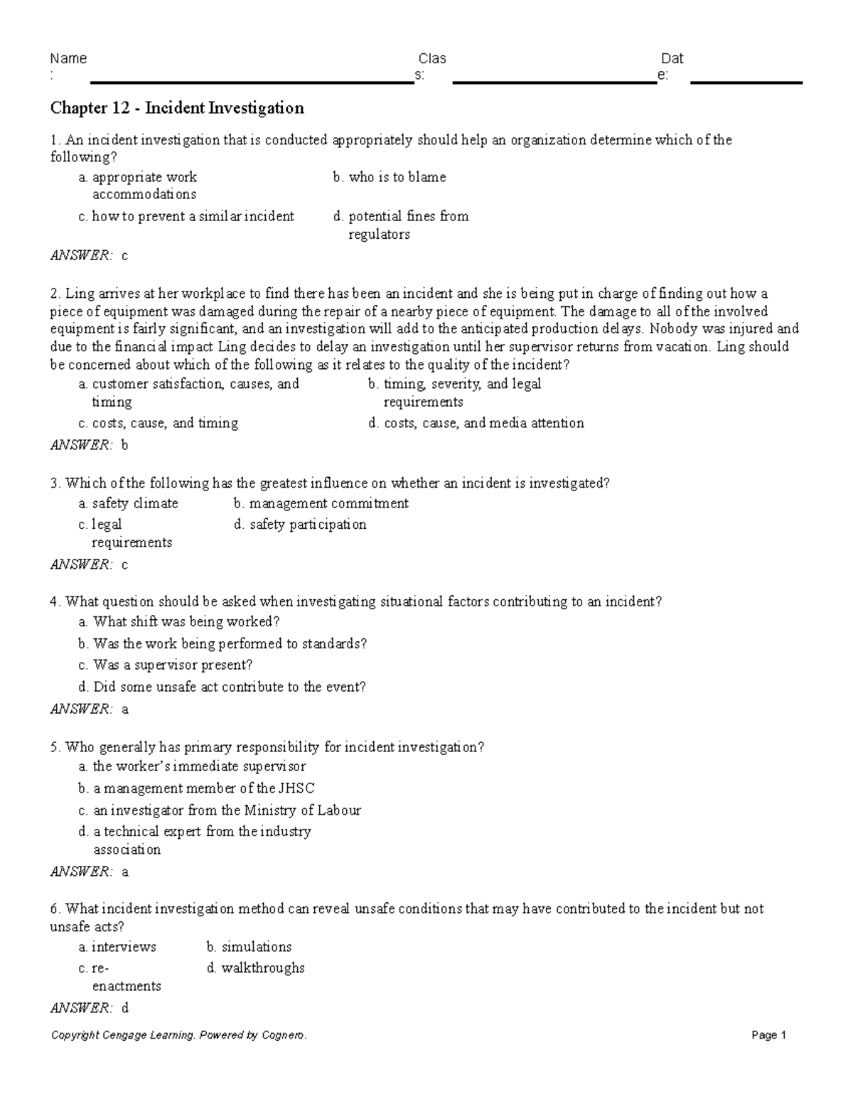 Chapter 12 Incident Investigation - : s: e: Chapter 12 - Incident ...