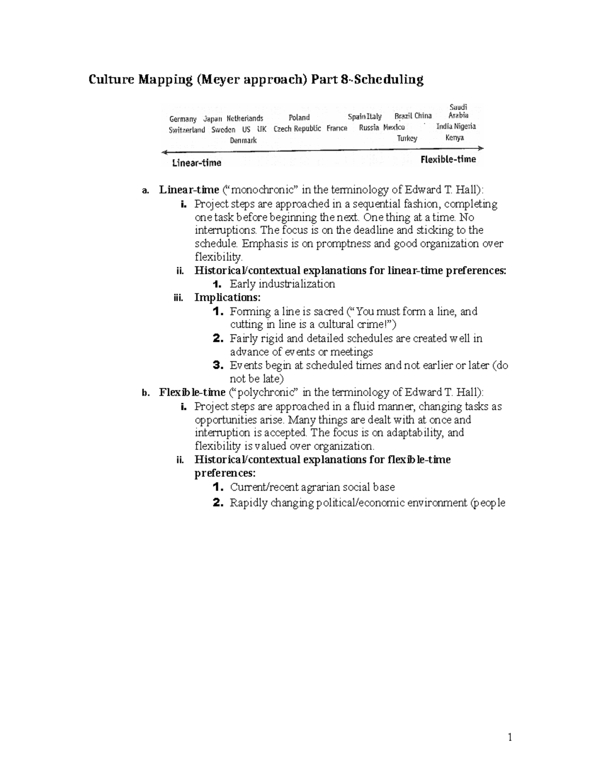Mapping pt8-Scheduling-Notes - 1 Culture Mapping (Meyer approach) Part ...