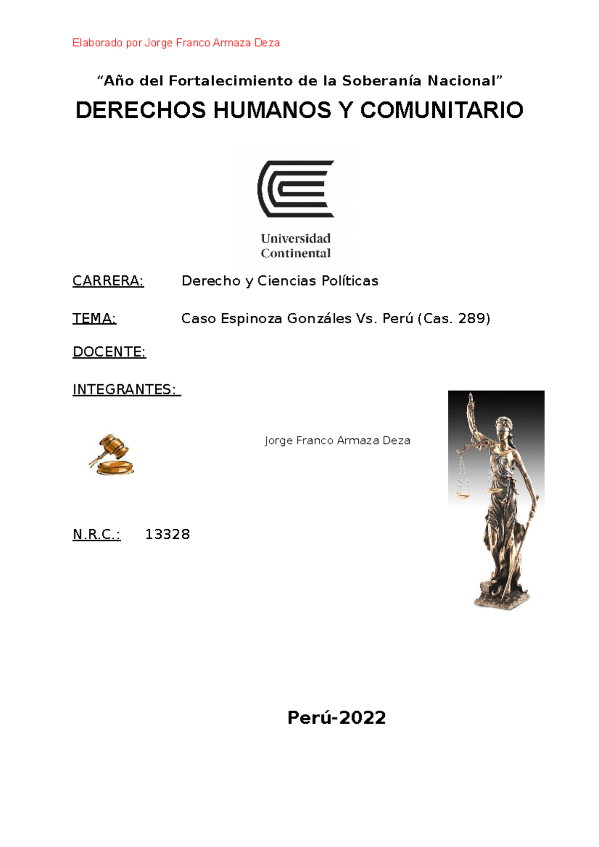 Producto Académico N° 03 - Universidad continental - Jorge Franco Armaza Deza - Derecho s ...