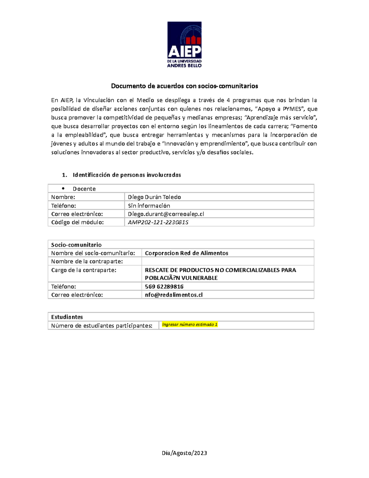 Carta de acuerdos con socios-comunitarios (1) Daniela Araneda ...