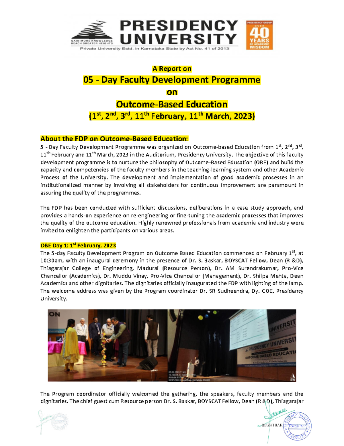 Fdp Quality - A Report on 05 - Day Faculty Development Programme on ...
