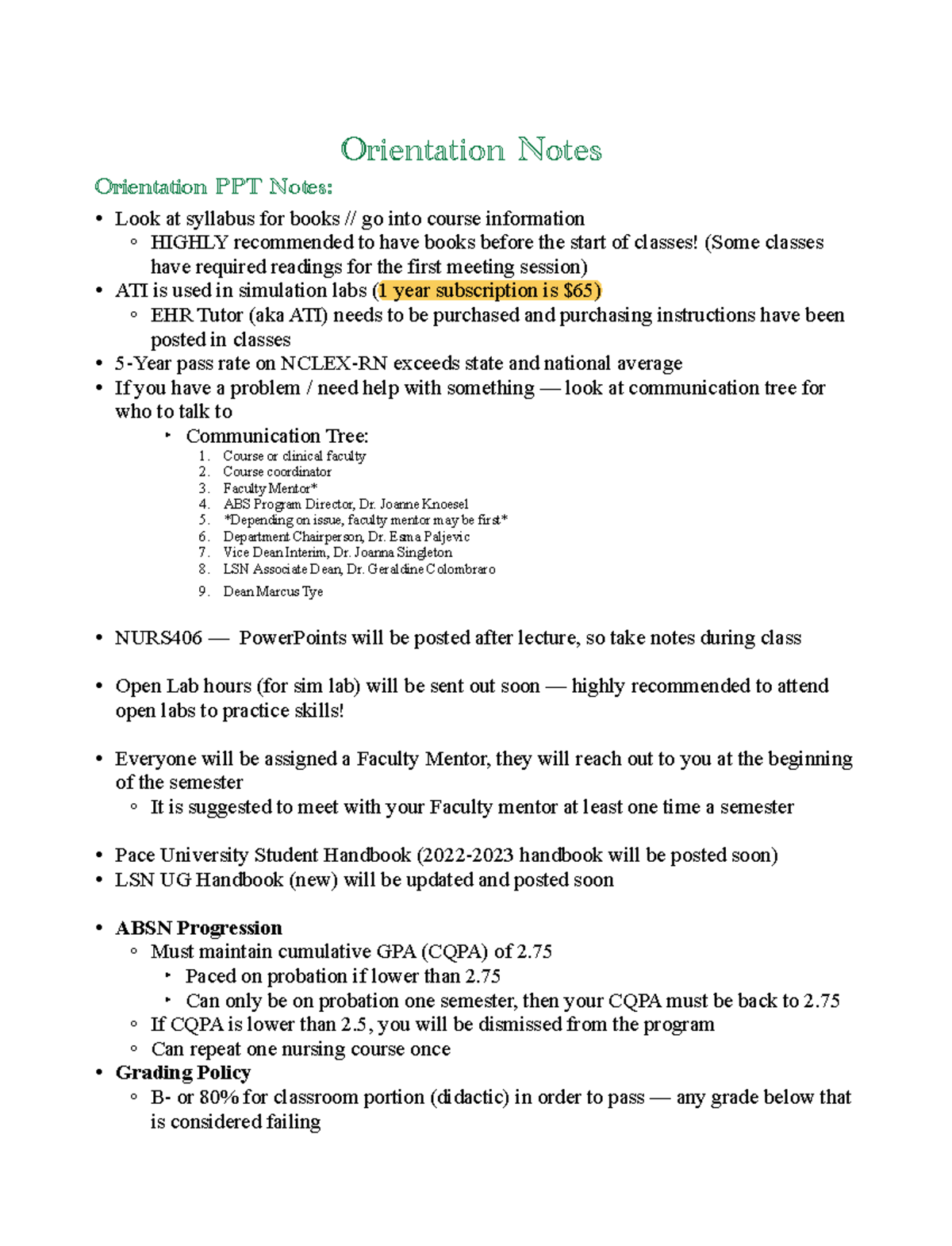 Orientation notes - Orientation Notes Orientation PPT Notes: Look at ...