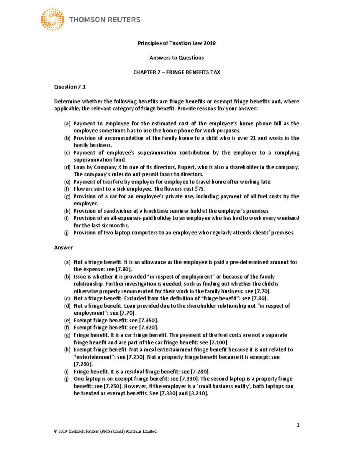 Tutorial 3 Chapter 7 answers - Warning: TT: undefined function: 32 1 Principles of Taxation Law ...