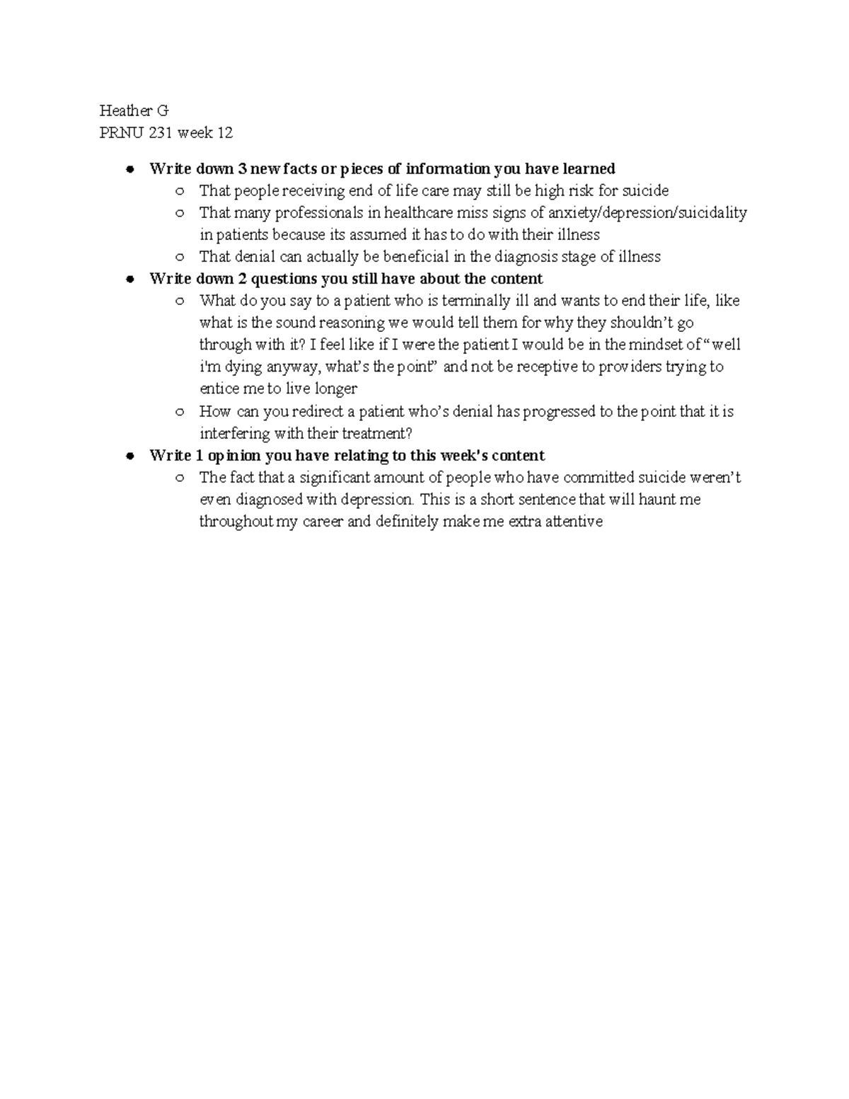 PRNU 231 week 12 - week 12 assignment before class - Heather G PRNU 231 ...