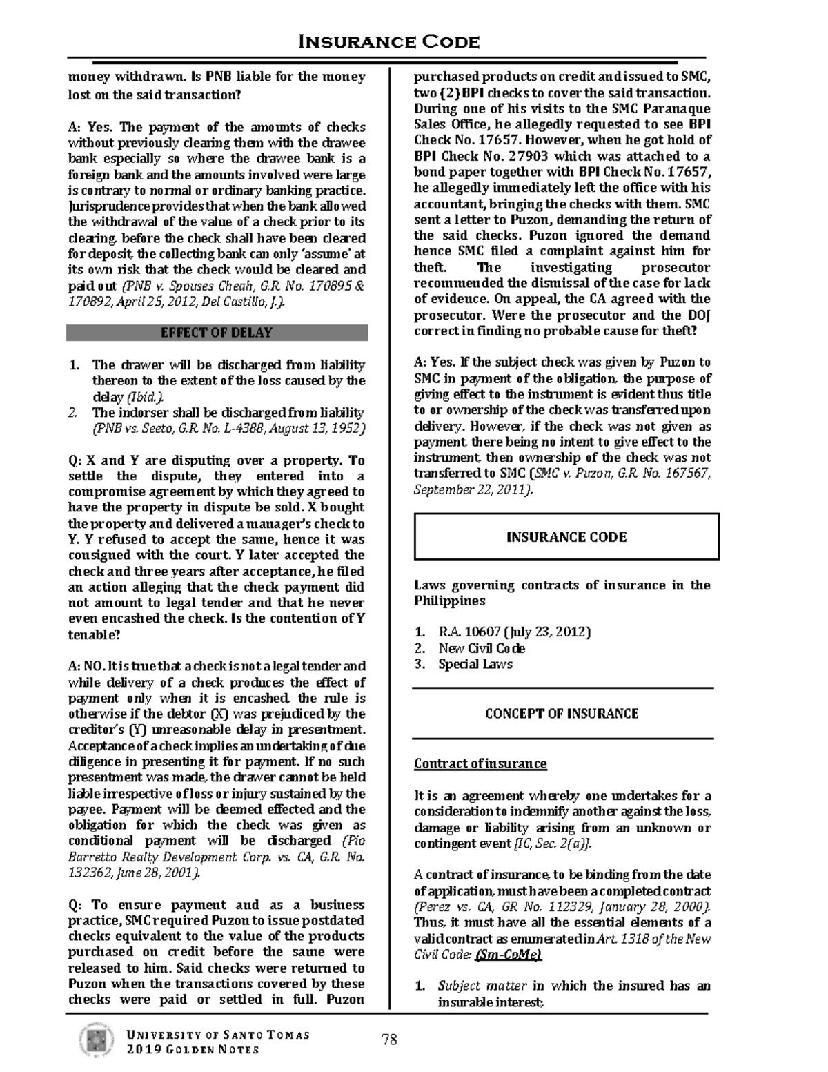 Insurance Code - Is PNB liable for the money lost on the said ...