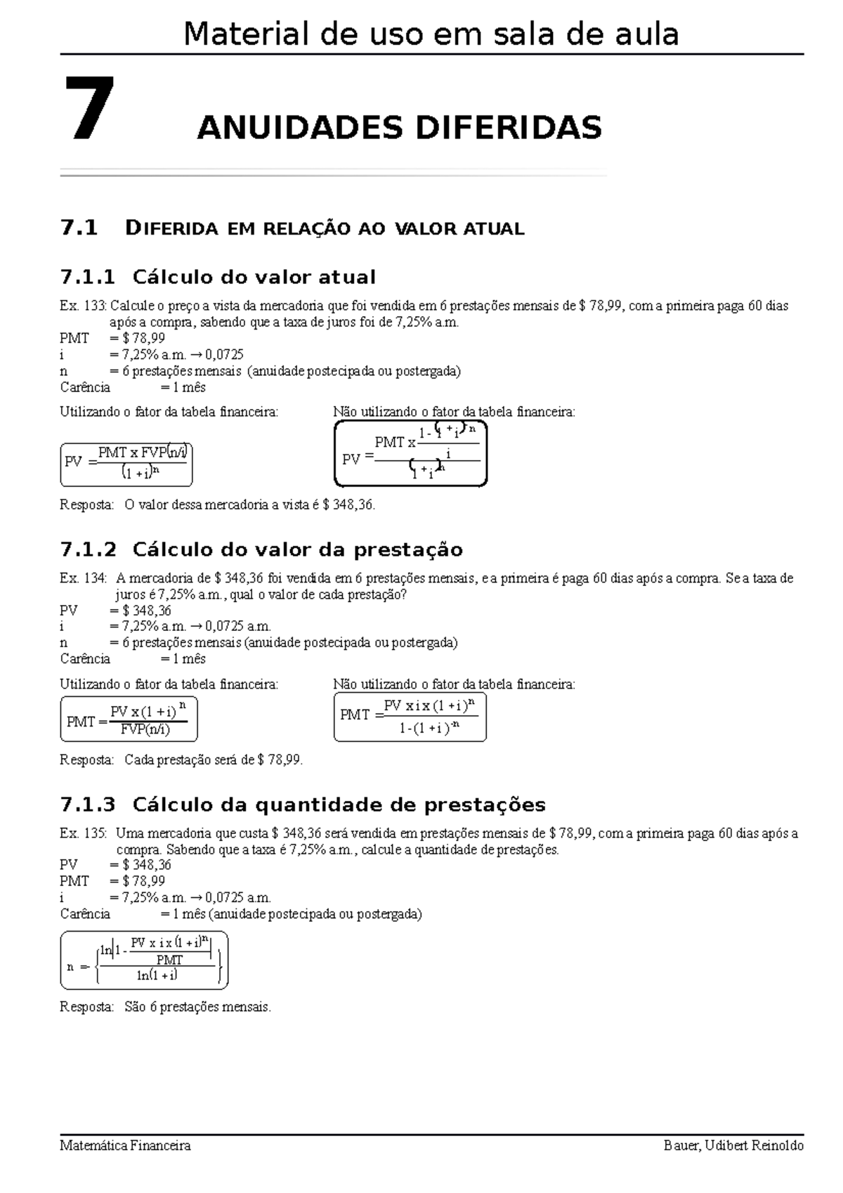 7 - Anuidade diferida - Matemática - Material de uso em sala de aula 7 ...