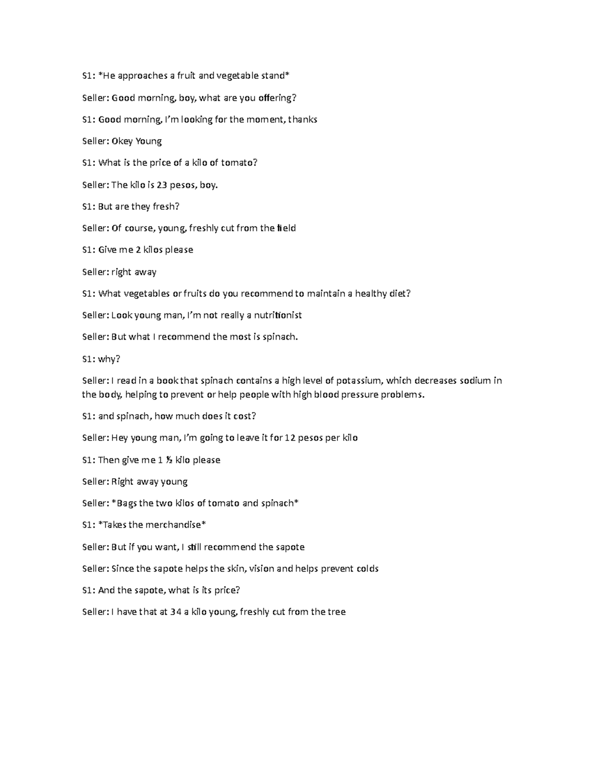 Guion de Ingles - repasa mucho - S1: He approaches a fruit and ...