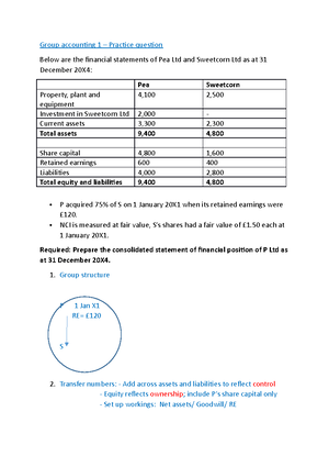 Group accounting (Lecture 15) - .. Group accounting 1: The Consolidated ...