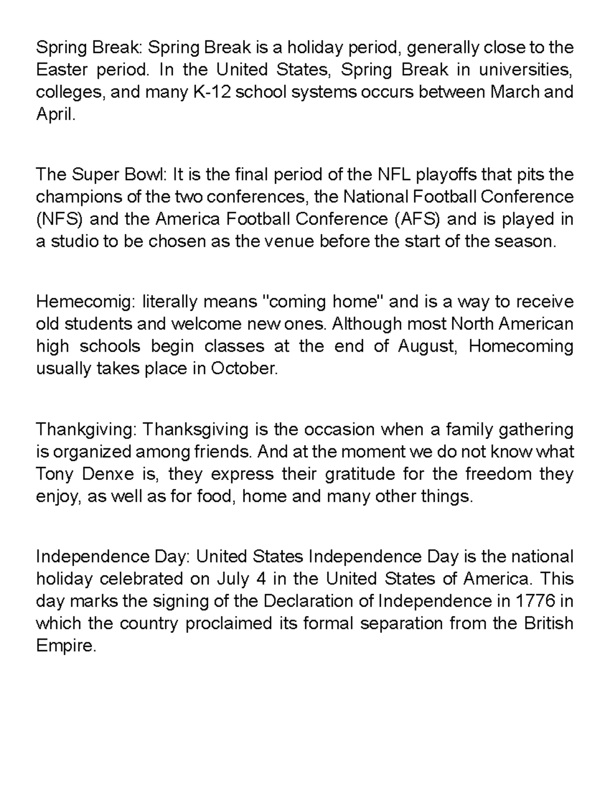 Ingles - Spring Break: Spring Break is a holiday period, generally ...