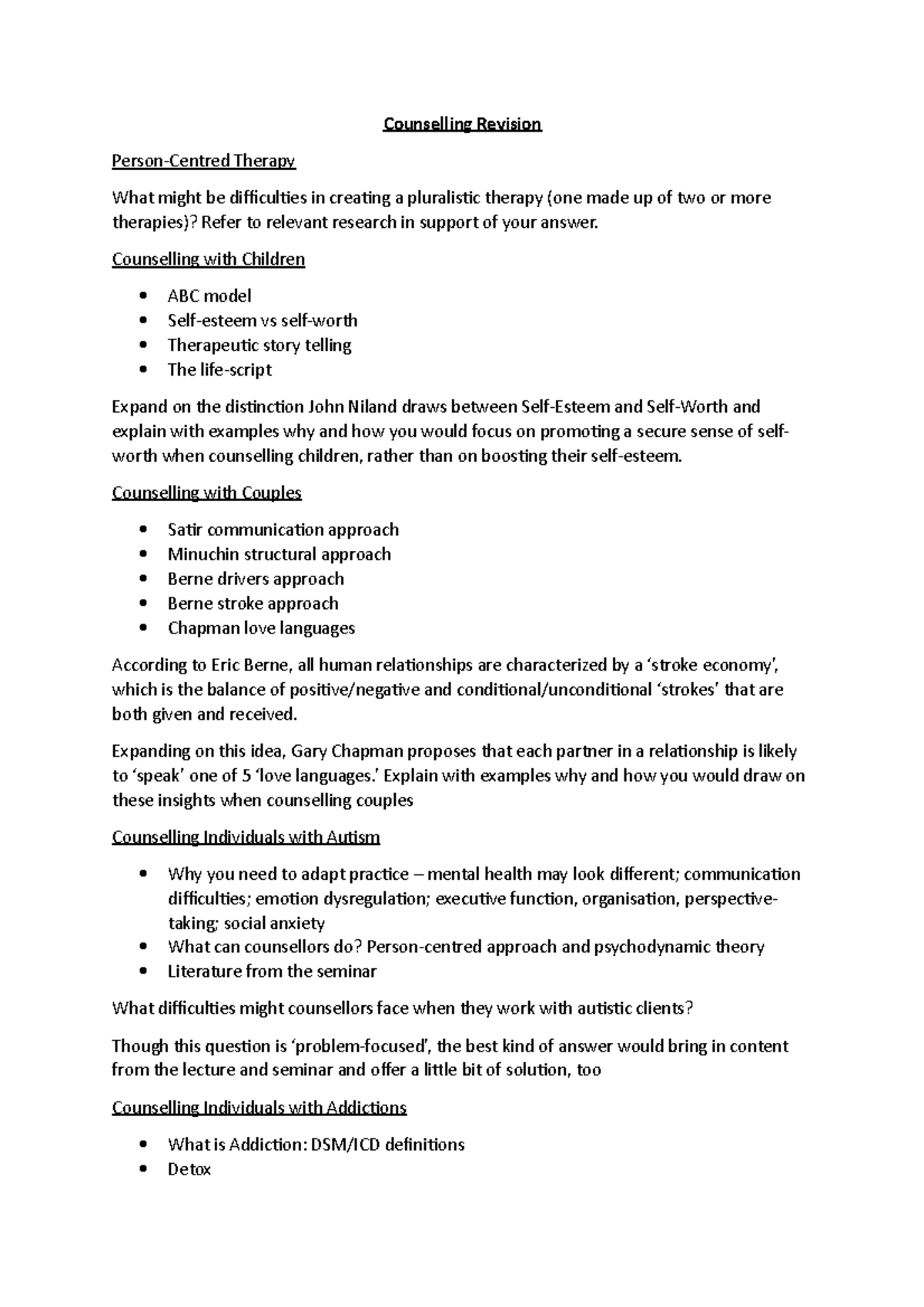 Counselling Revision - counseling - Counselling Revision Person-Centred ...