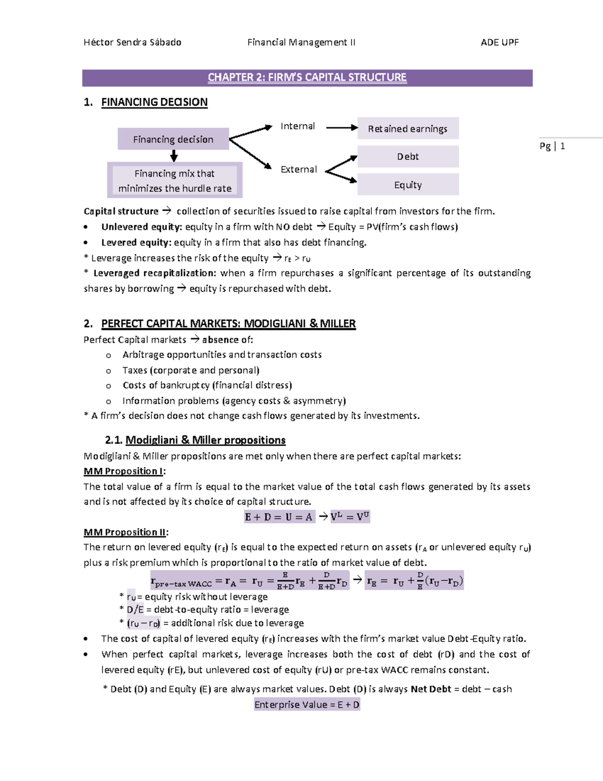 2. Firm's capital structure - Héctor Sendra Sábado Financial Management ...